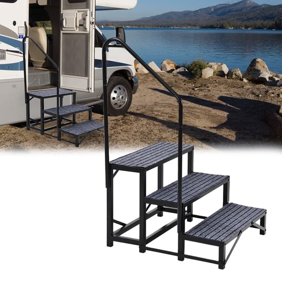 Accreate 3-Step RV Stairs with Single Handrail | Portable Aluminum ...