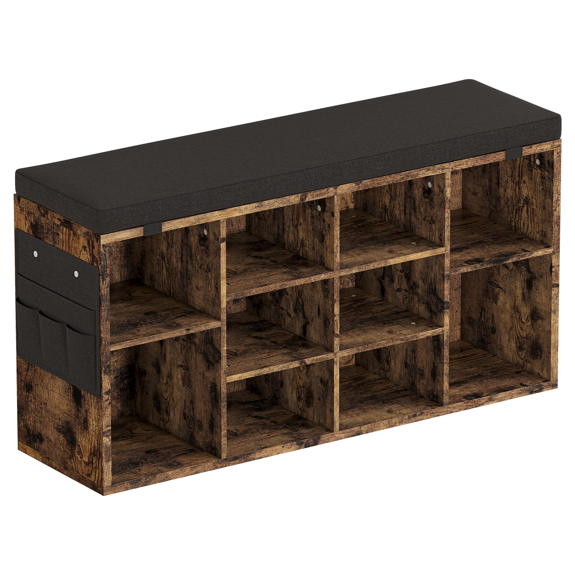 Accreate 41 Inch Shoe Storage Bench with Cushion and Side Pocket – 10 ...