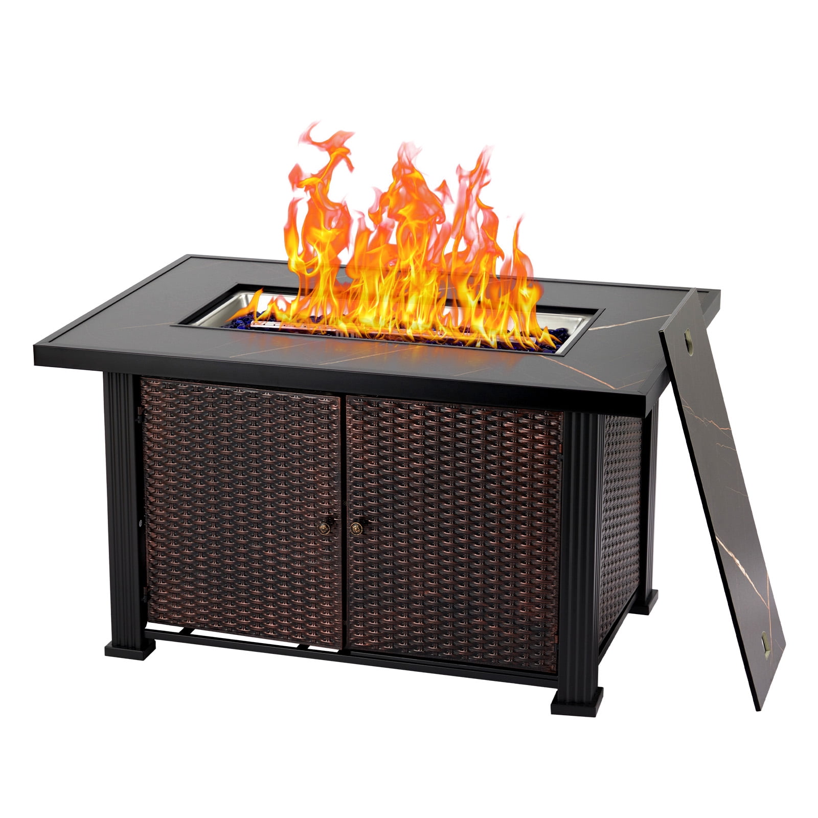 Accreate 44" Double Door Gas Square Table,- Pulse - Glass Bead - Rock ...
