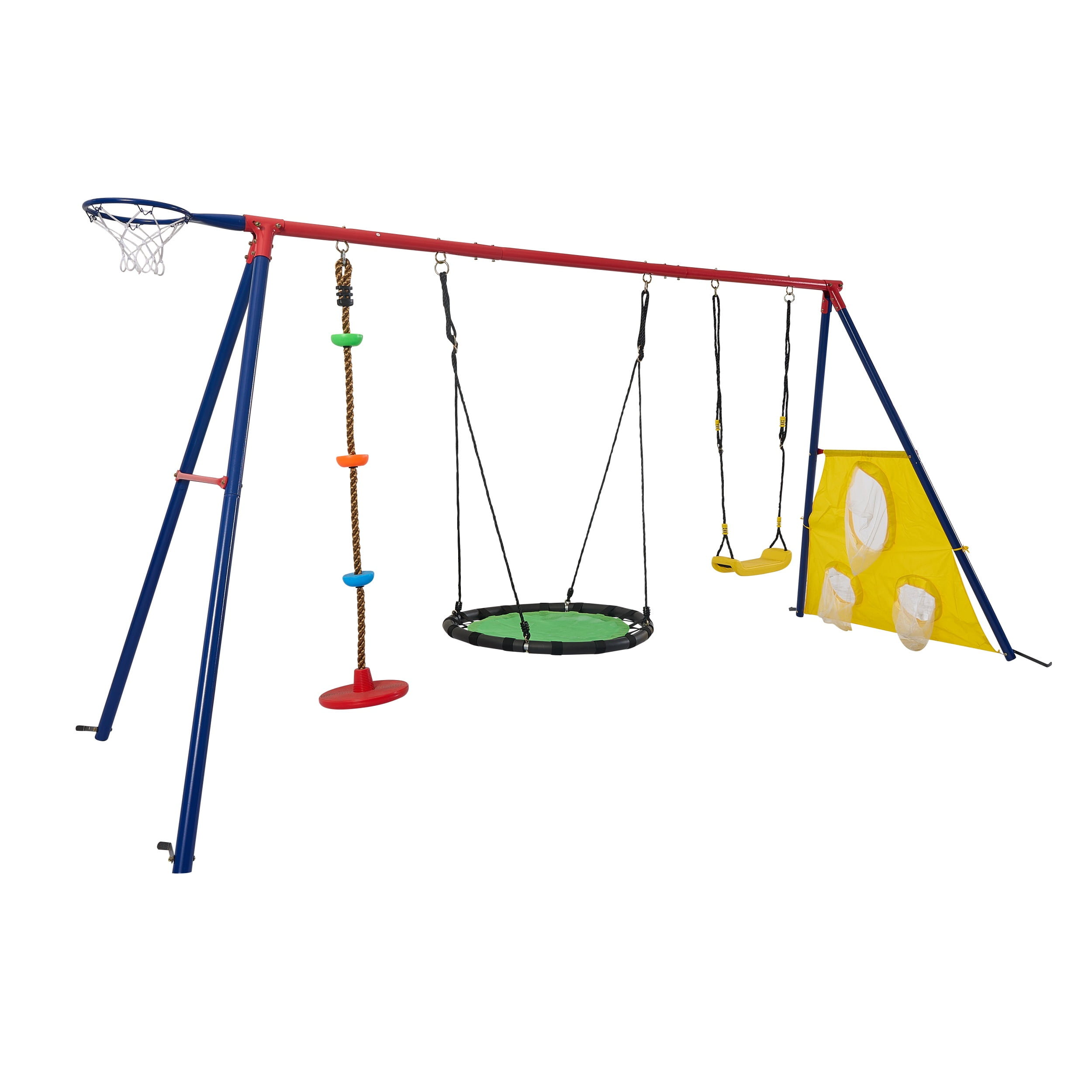 Accreate 5-in-1 Swing Sets for Backyard, 550lbs A-Frame Metal Swing ...