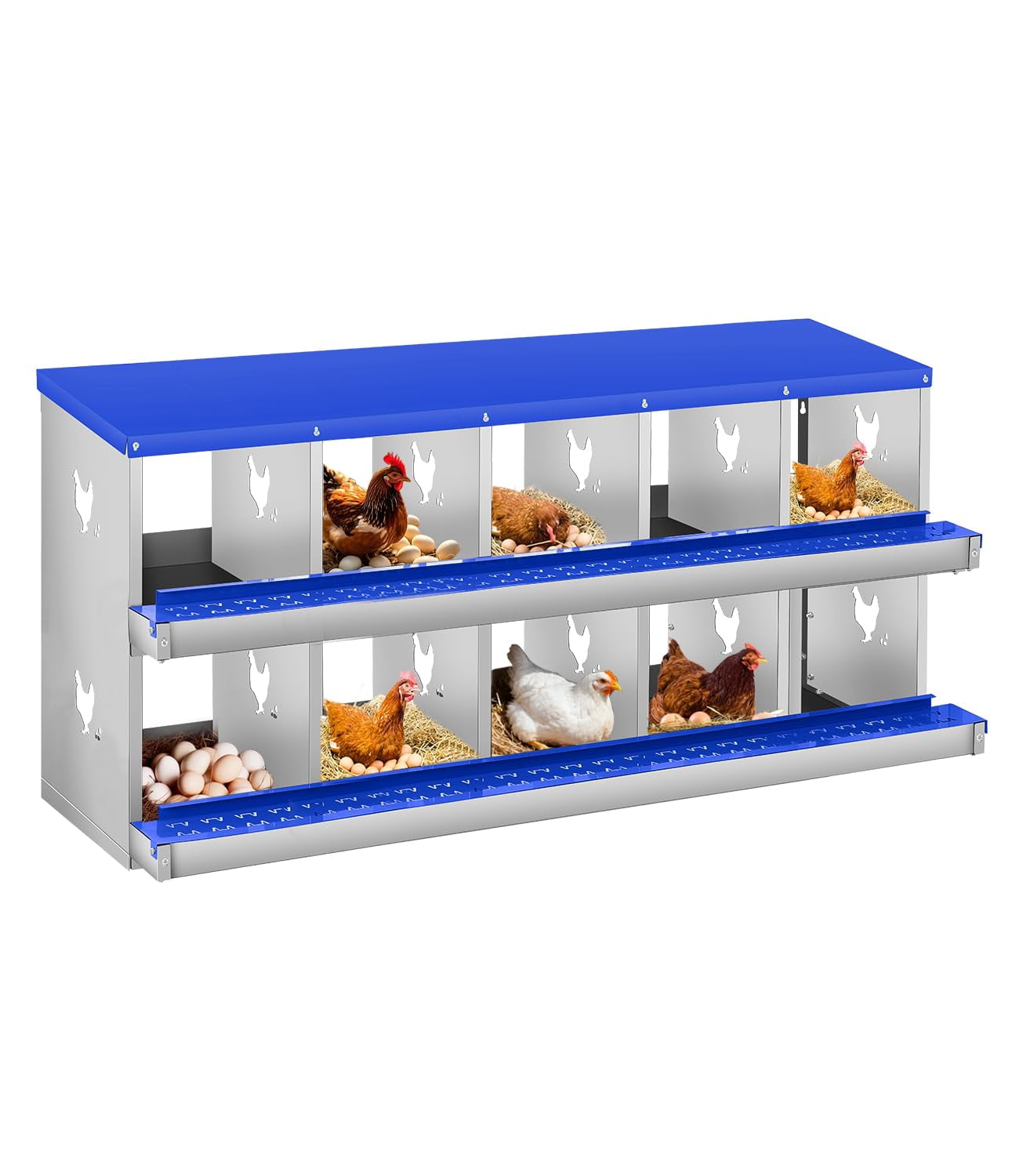 Accreate 6/8/10-Hole Chicken Nesting Box, Rustproof Galvanized Steel ...