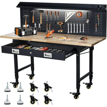 Aukfa 72" Adjustable Workbench, 2 in-1 Heavy-Duty Rolling Worktable ...