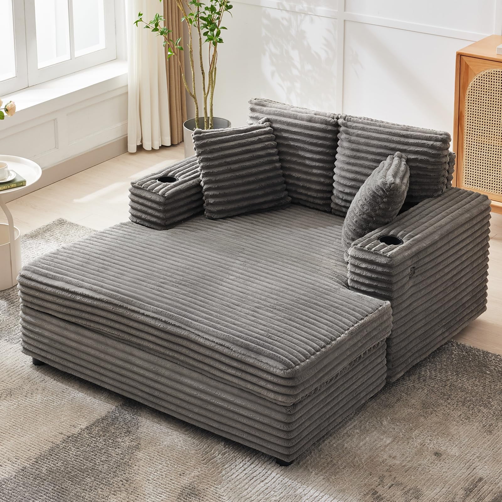 Accreate 60" Oversized Chaise Lounge Chair Indoor, Cloud Fluffy Chaise ...