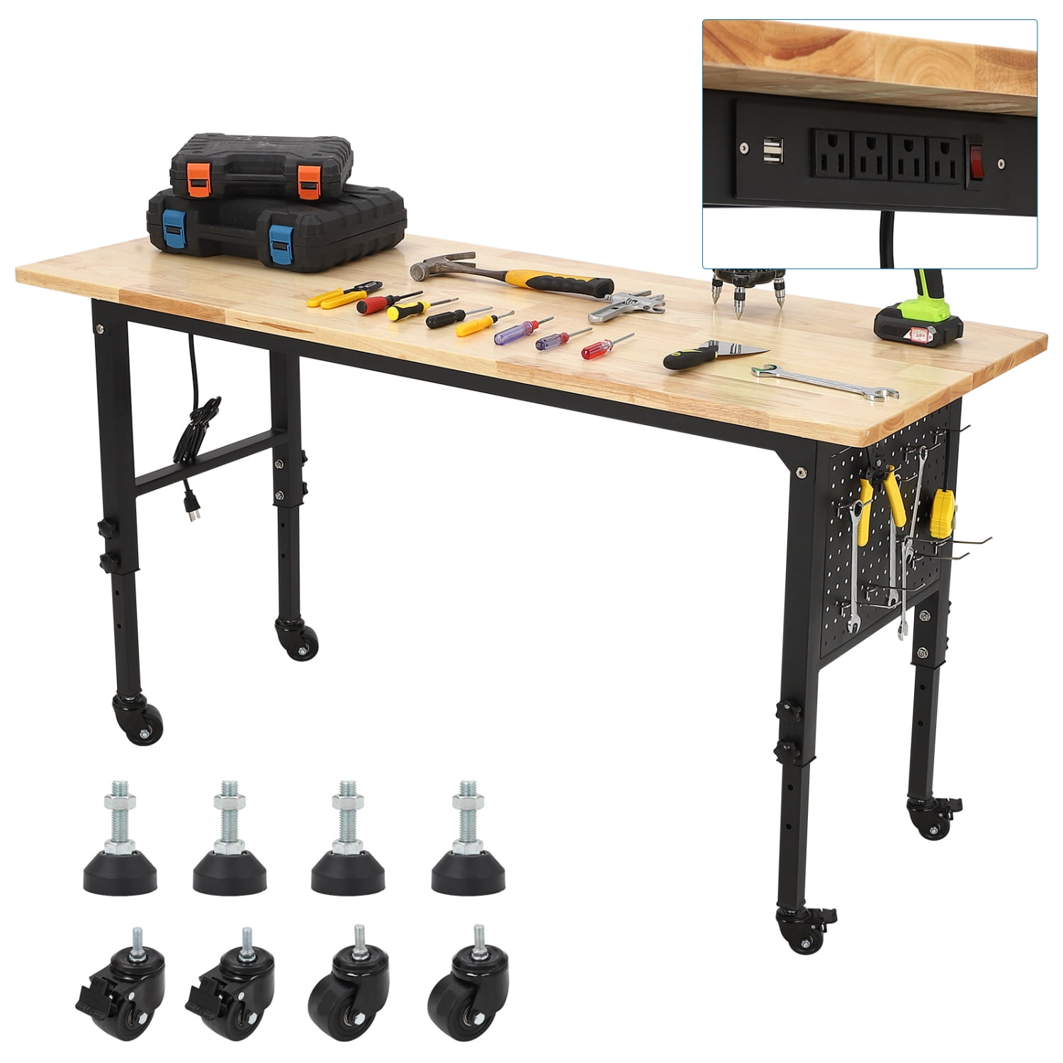 Accreate 60in Heavy Duty Wood Work Bench for Garage Workbench with ...