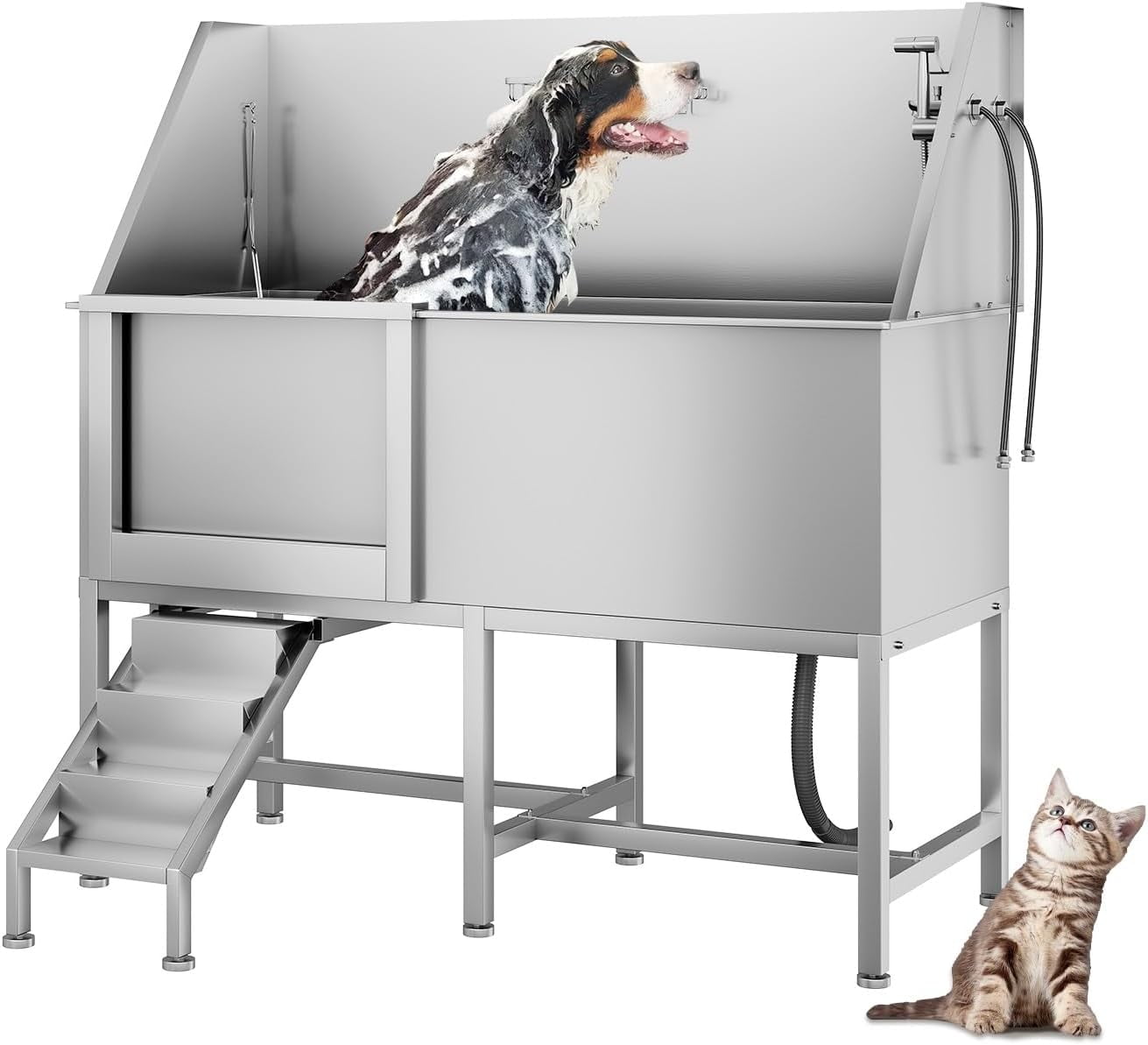 Accreate 62" Pet Dog Bathtub W/Ramp, Dog Shower Brush, Rich Accessory ...