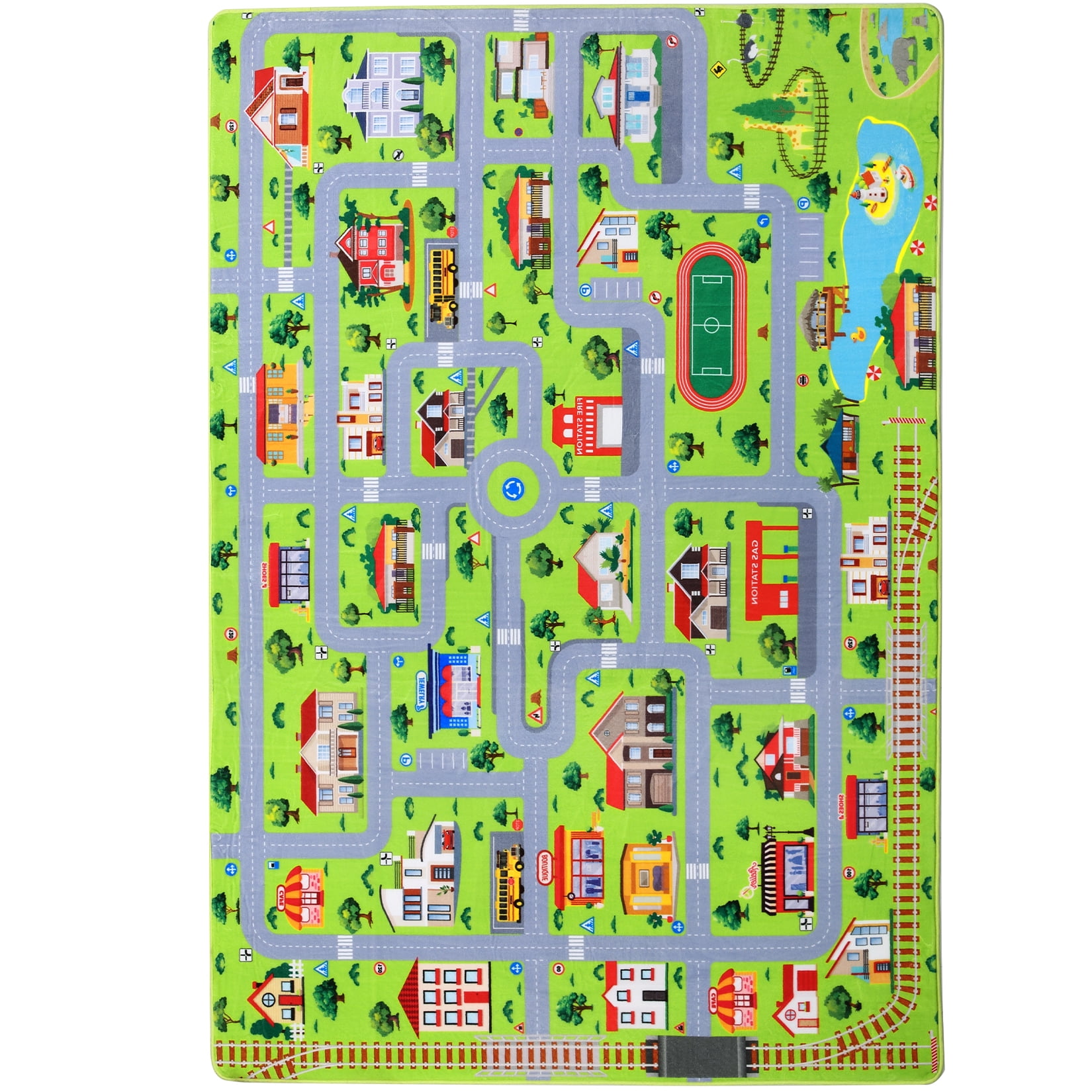 Accreate 8*10ft Kids Carpet City Play Mat Road Cars Nursery Rug Ultra ...