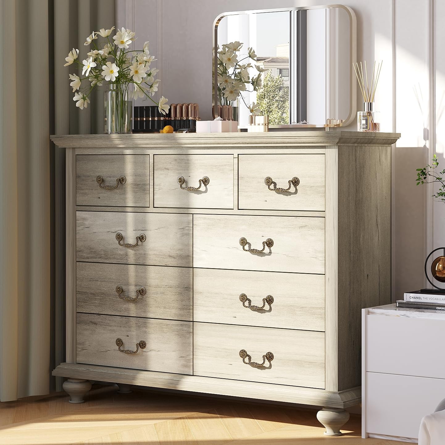 Accreate 9 Drawers Dresser for Bedroom, Wooden Chest of Drawer with ...