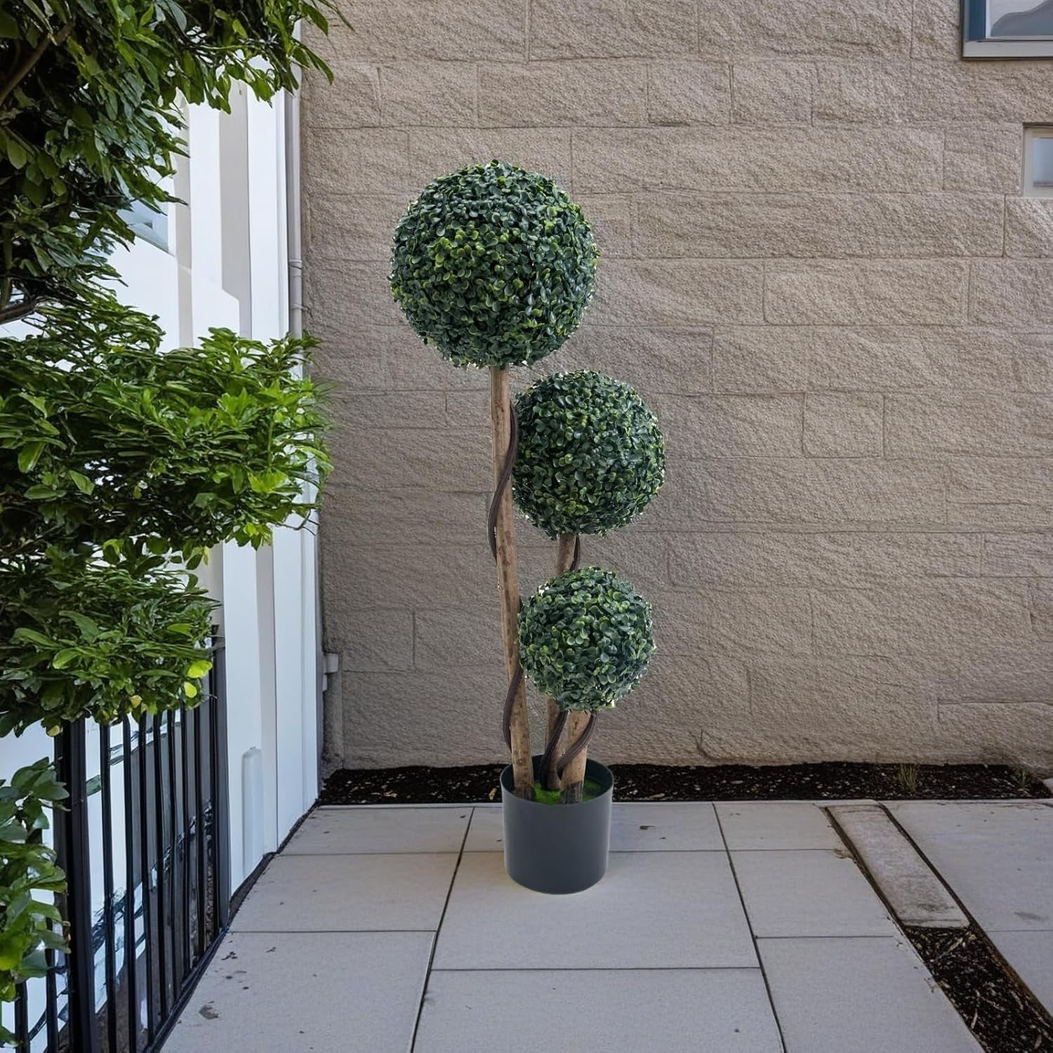 Accreate Artificial Topiary Ball Tree Indoor and Outdoor, 35 Inch Faux ...