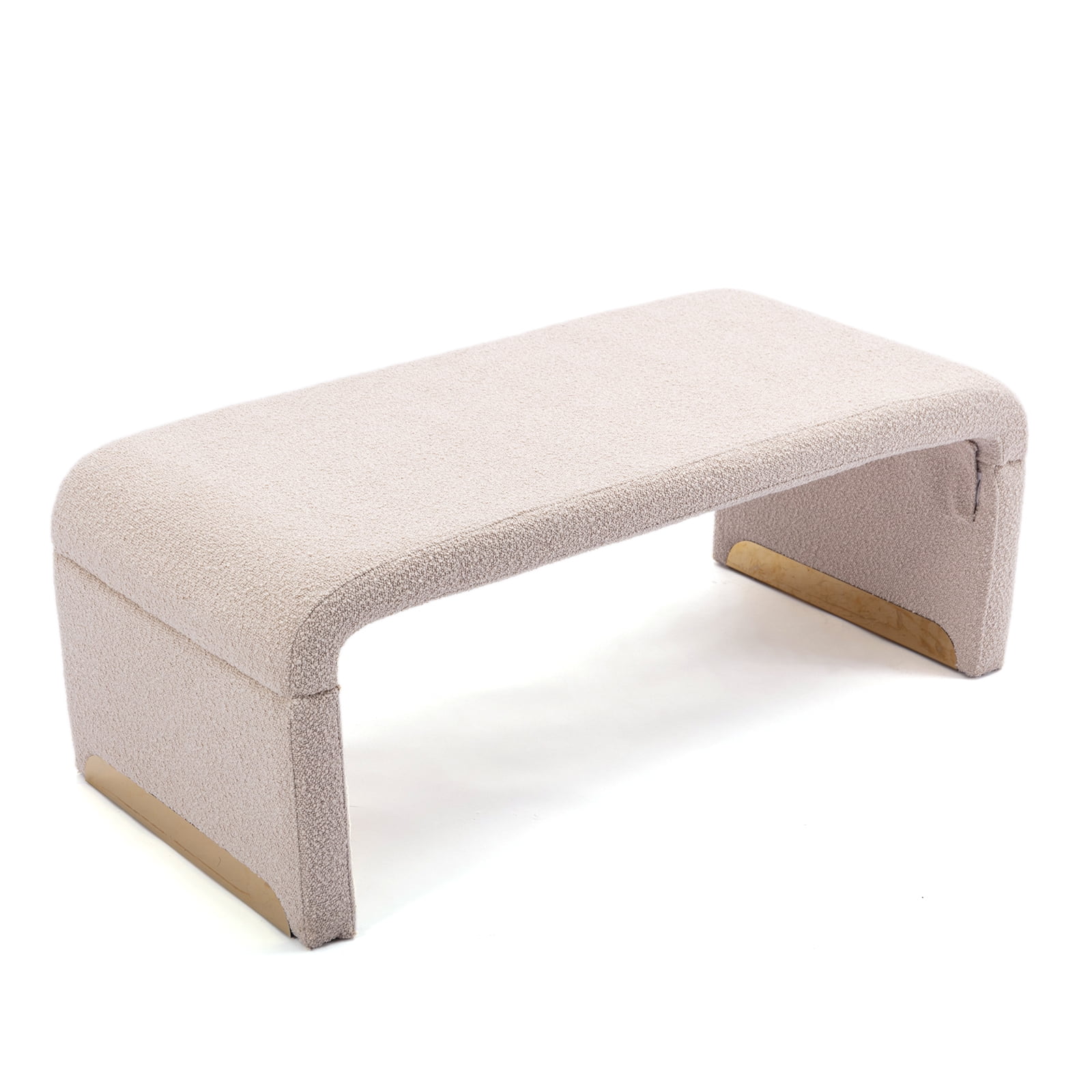 Accreate Boucle Fabric Loveseat Ottoman Footstool, Bedroom Bench, Shoe ...