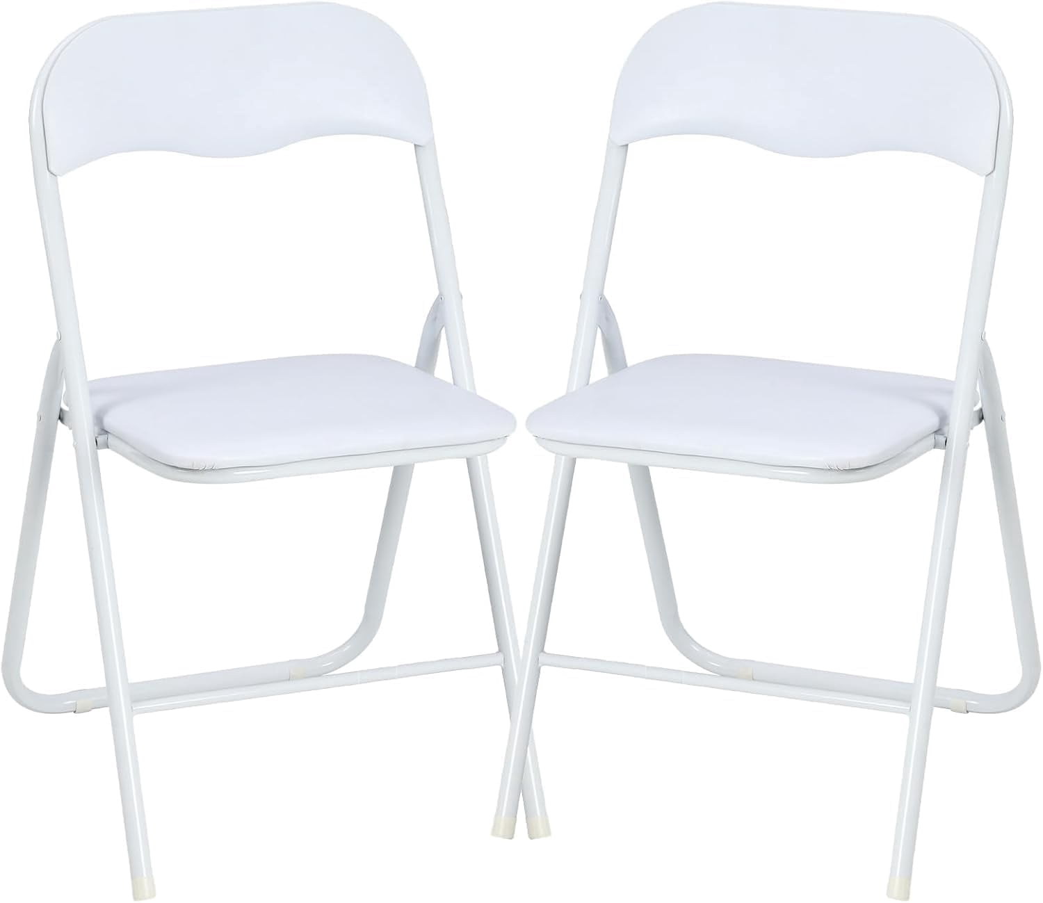 Accreate Comfortable Folding Chairs Set of 2 - White Cushioned Event ...