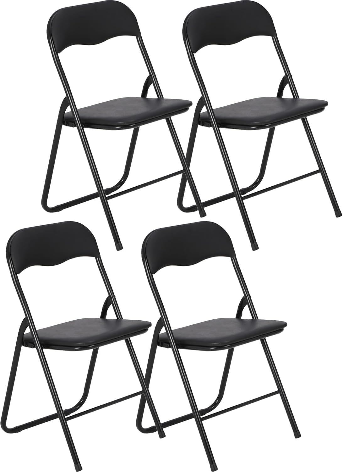 Accreate Comfortable Folding Chairs Set of 4 - White Cushioned Event ...