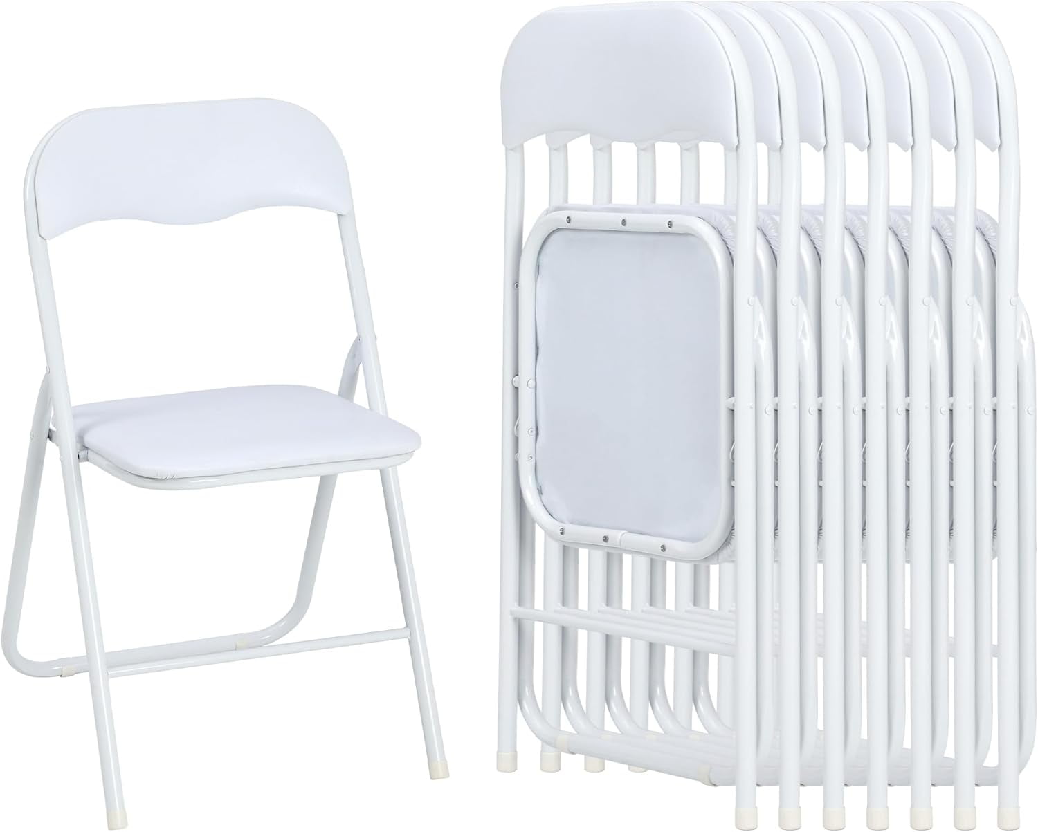 Accreate Comfortable Folding Chairs Set of 6 - White Cushioned Event ...