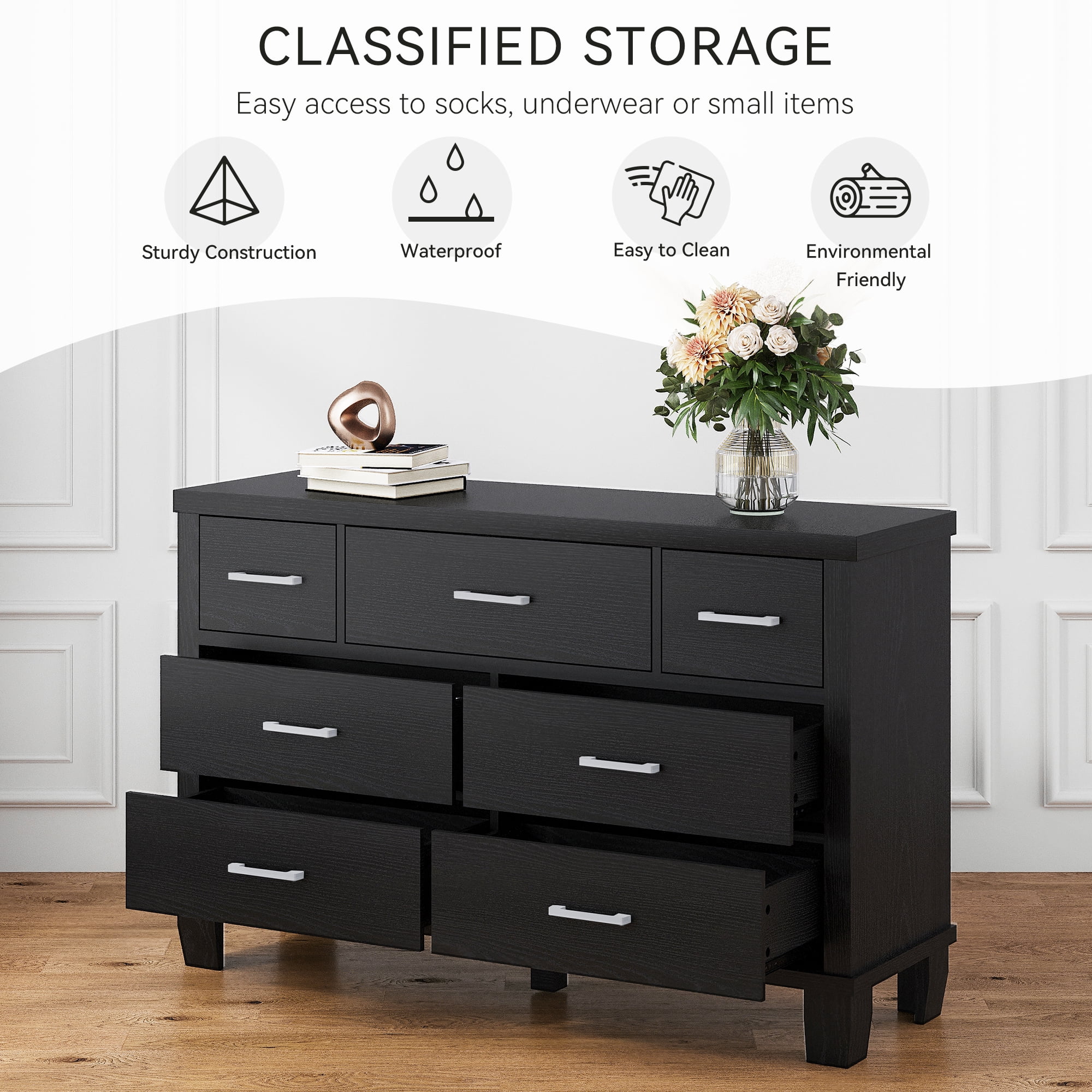Accreate Dresser for Bedroom with 7 Drawers - Modern Wooden Chest ...