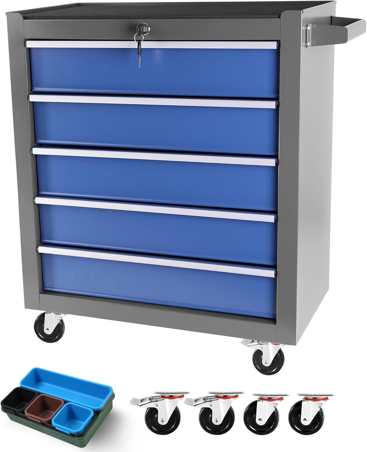 Accreate Durable 5 Drawer Rolling Tool Chest, Portable Steel Tool Box ...