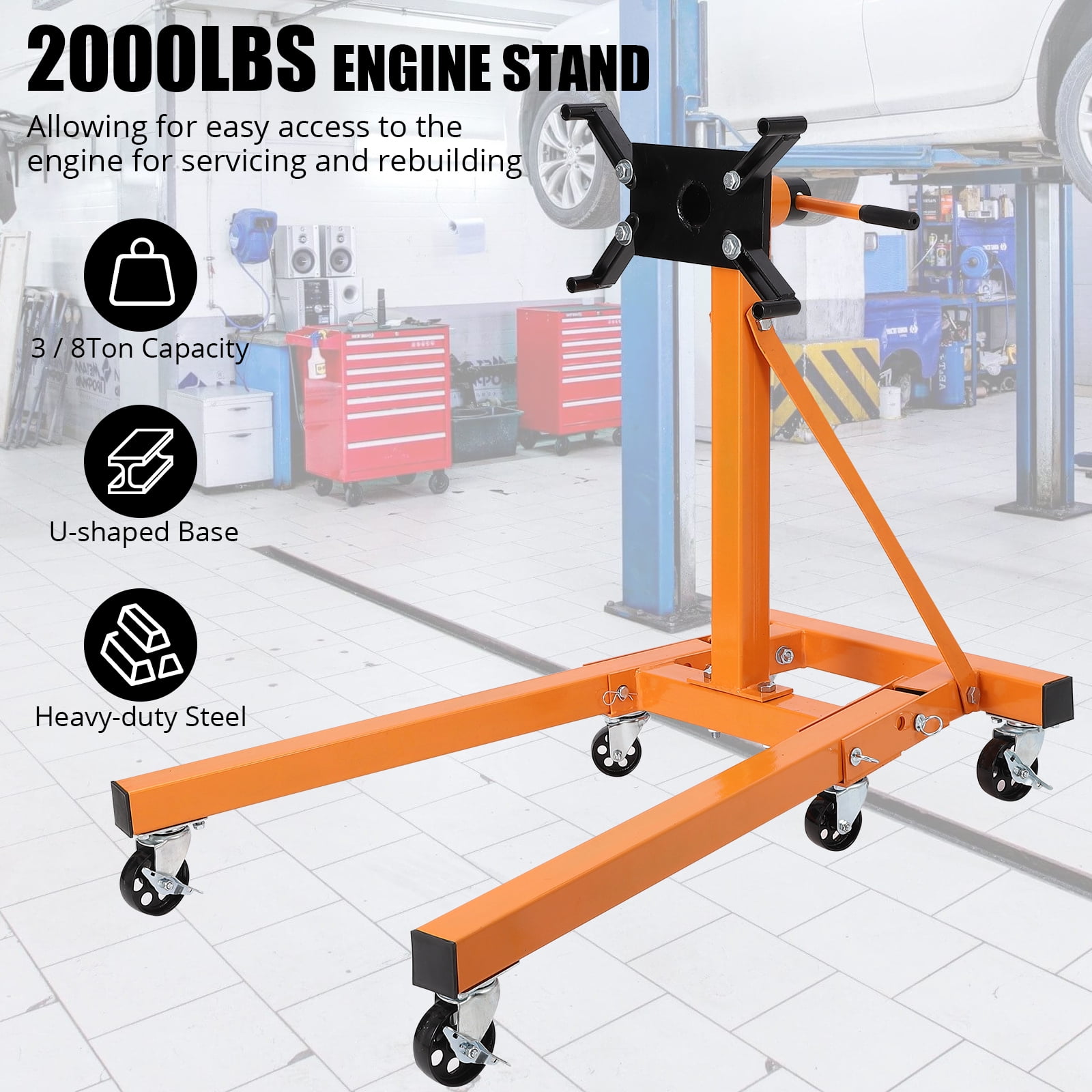 Accreate Durable Steel Engine Motor Stand - U-Shaped Base, 4 Casters ...