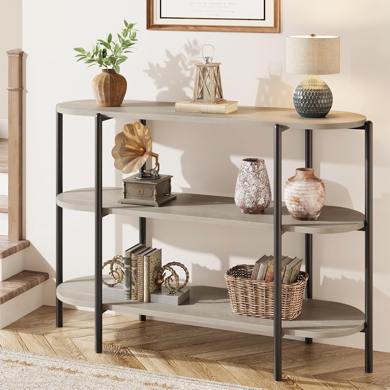 Accreate Entryway Console Table - 3 Tier Industrial Metal Entryway ...