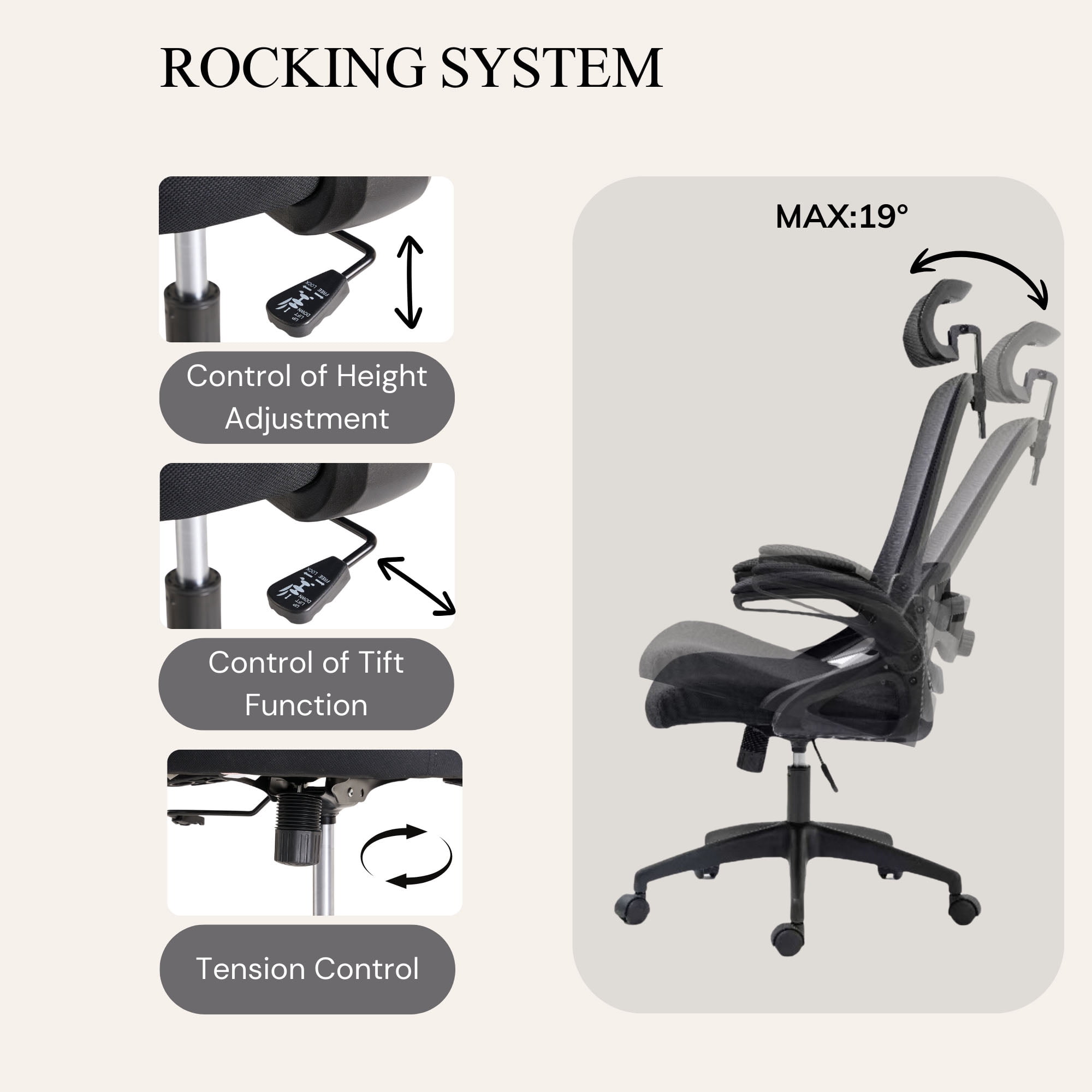 Accreate Ergonomic Office Chair with 3D Headrest & Lumbar Support ...