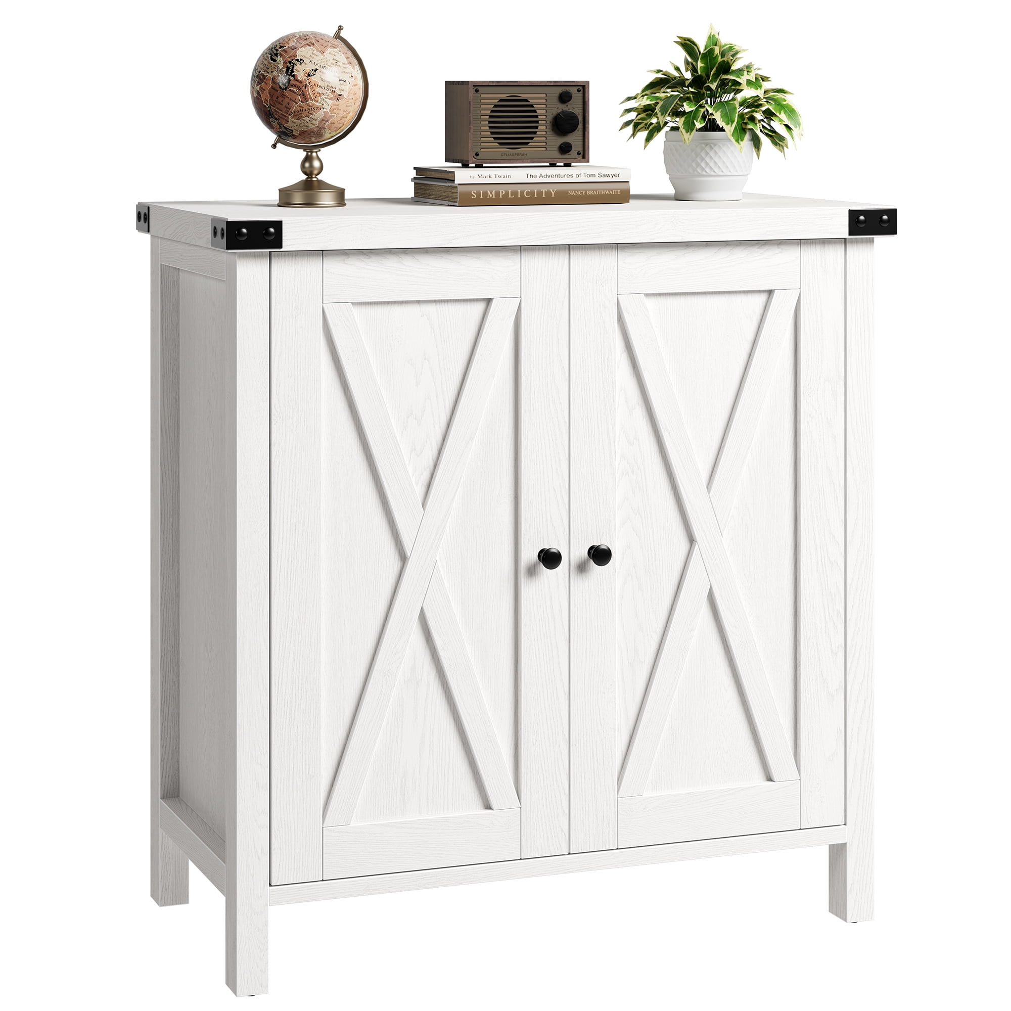 Accreate Farmhouse Storage Cabinet with Doors and Shelves for Living ...