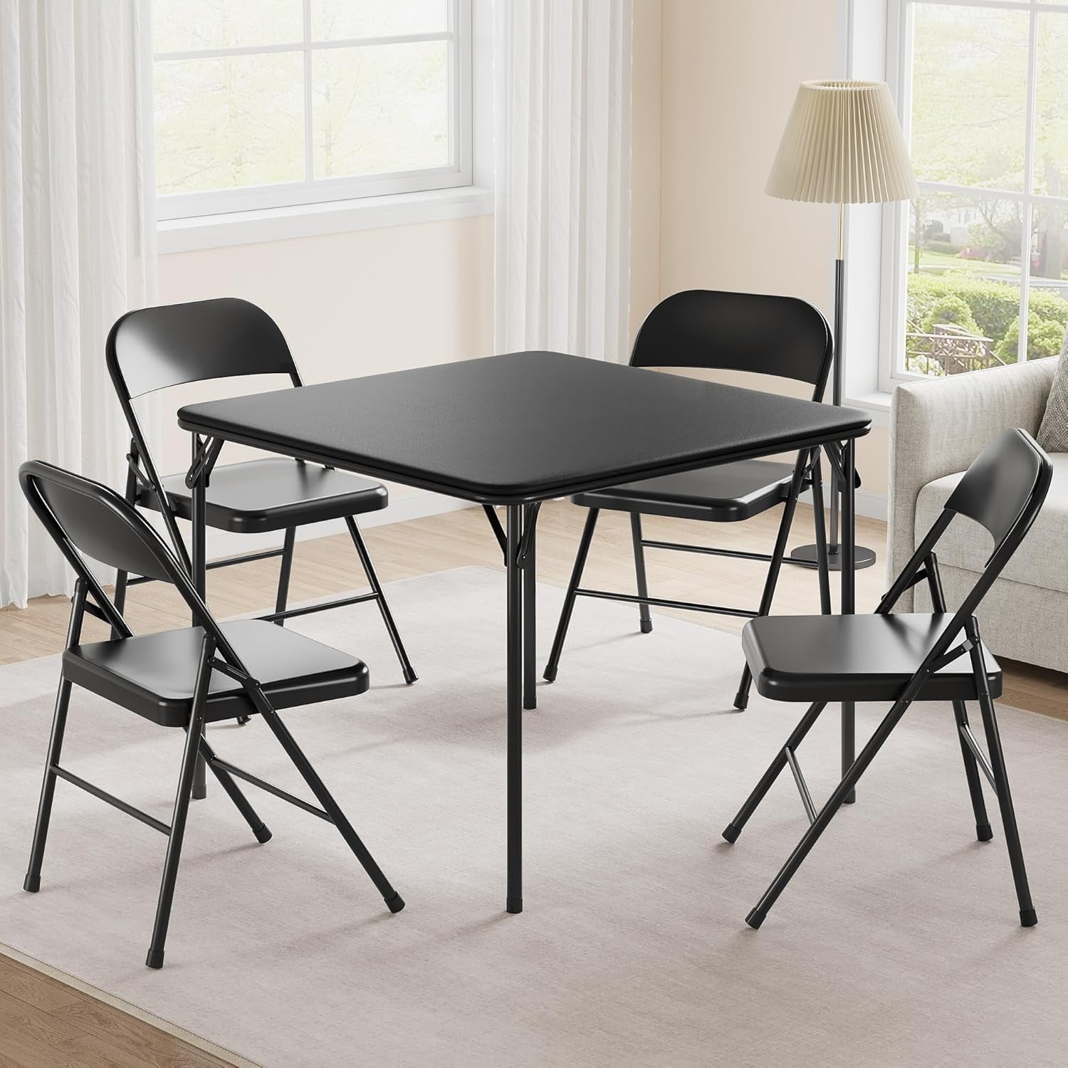 Accreate Folding Table and Chair Set of 5, 33.6 in Portable Square ...