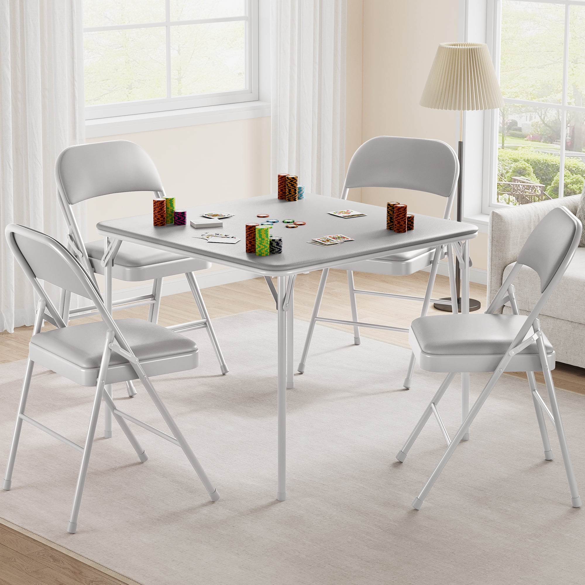 Accreate Folding Table and Chair Set of 5, 33.6 in Portable Square ...