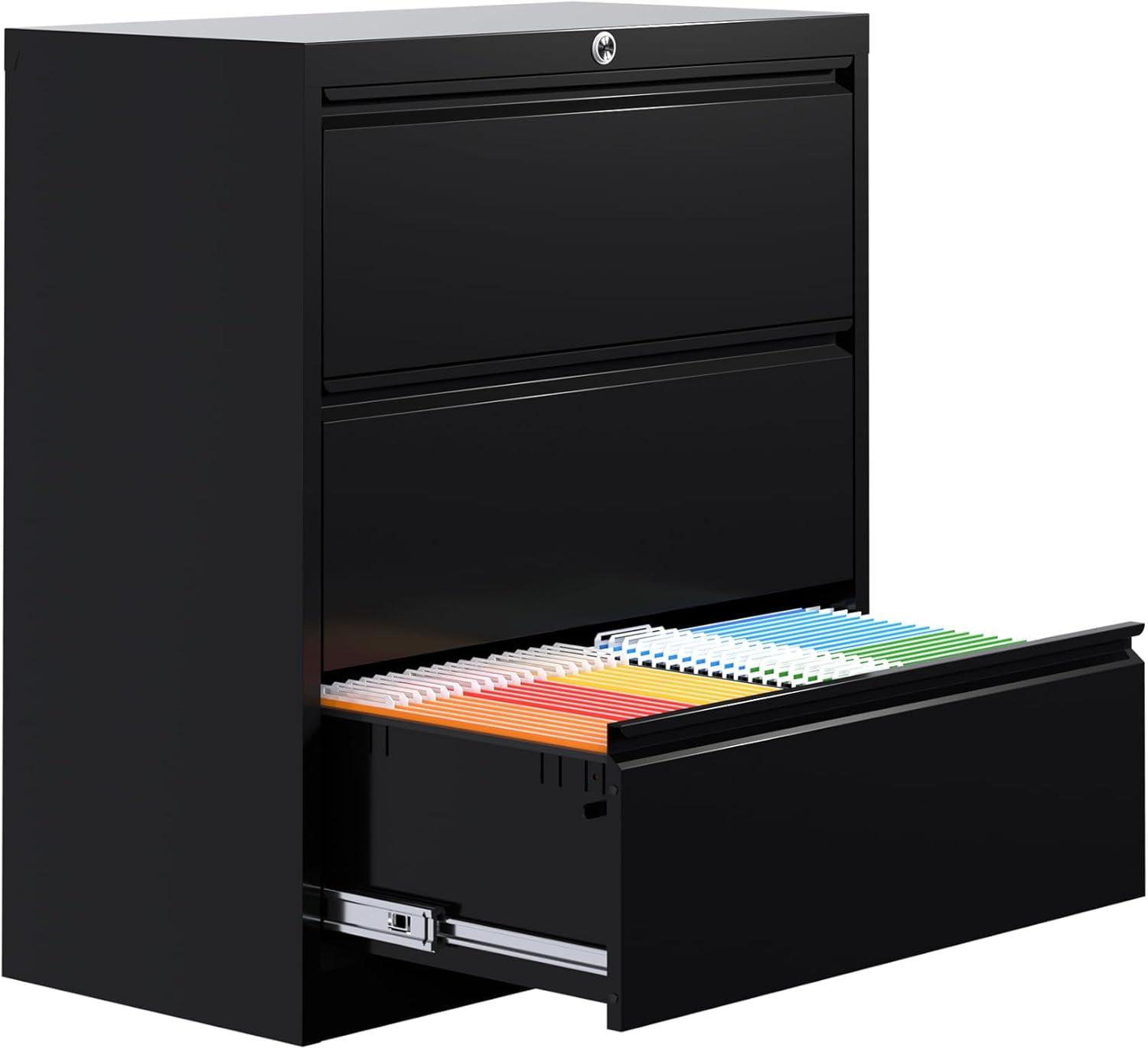 Accreate Heavy Duty 3-Drawer Lateral File Cabinet with Lock - Steel ...