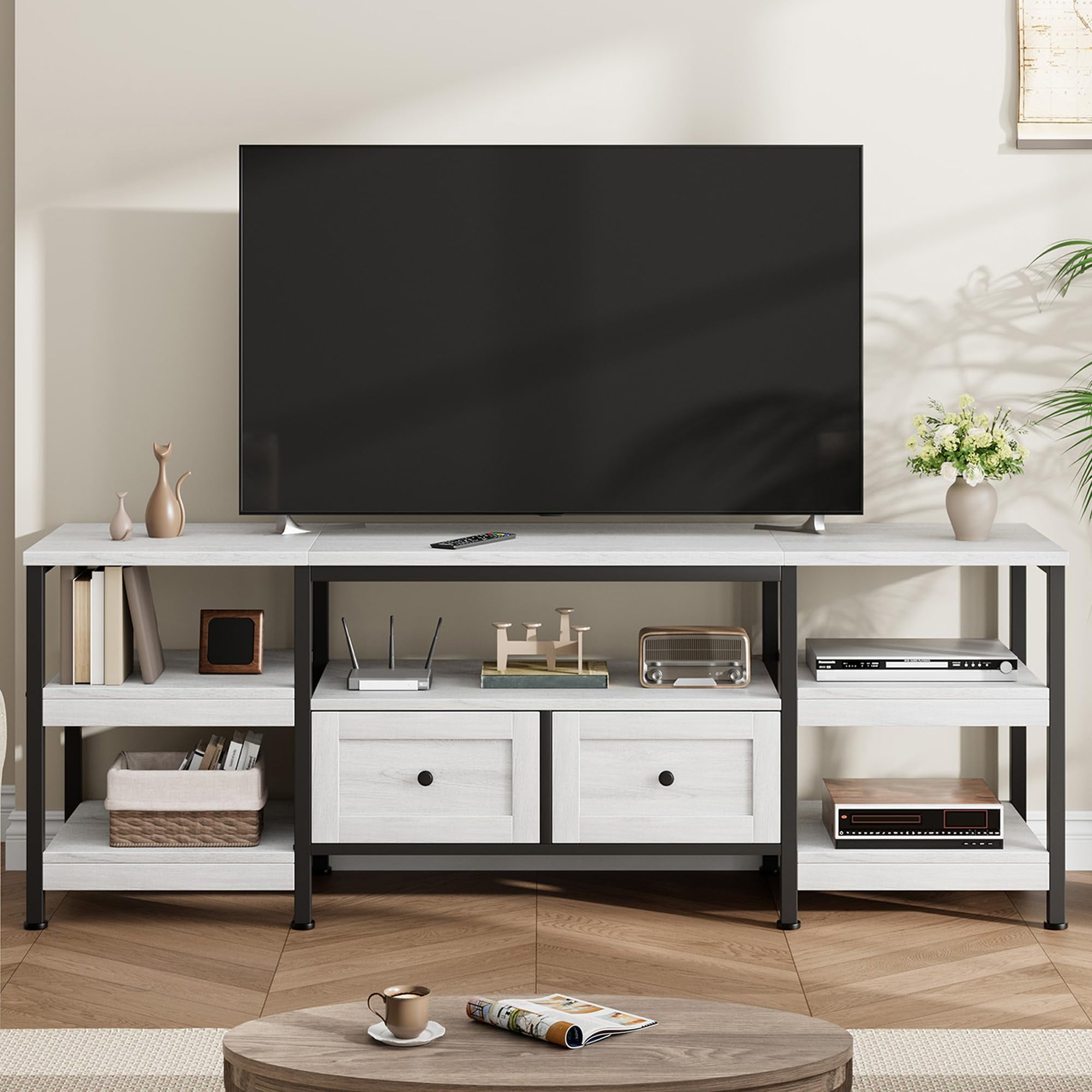 Accreate Industrial Media Console, Rustic Entertainment Center, Metal ...