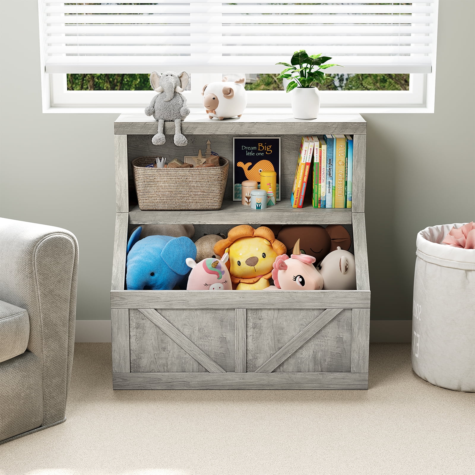 Accreate Kids Bookshelf Toy Storage, Wooden Toddler Bookcase Cabinet ...