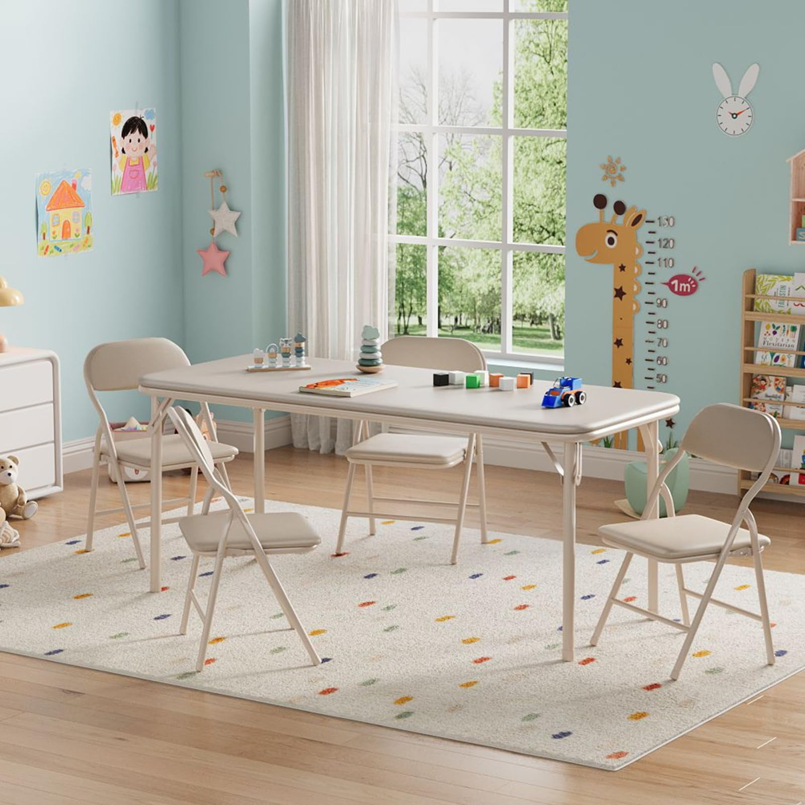 Accreate Kids Folding Activity Table with Thick PU Leather Top, Sturdy ...