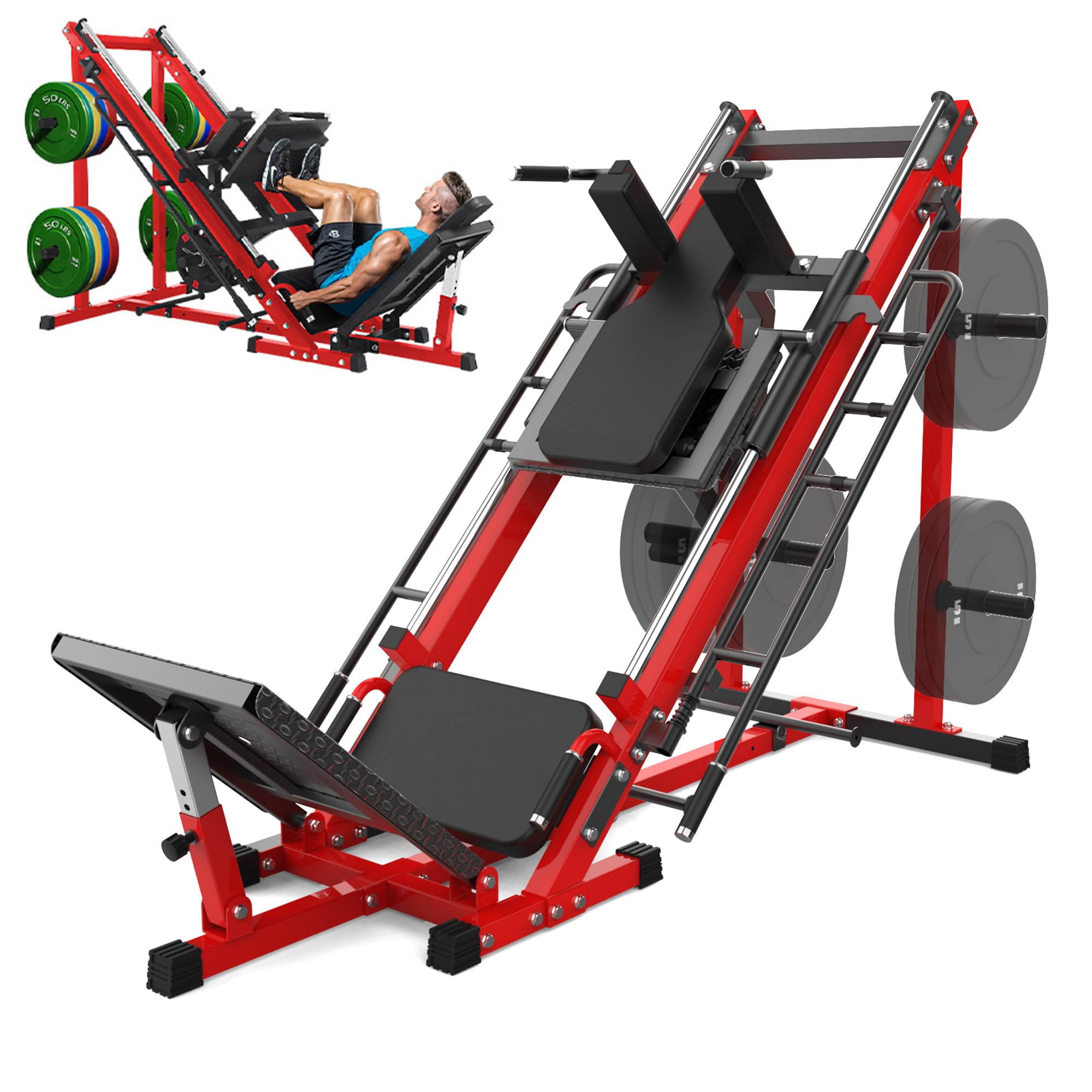 Accreate Leg Press Hack Squat Machine, Professional Adjustable 2-in-1 ...
