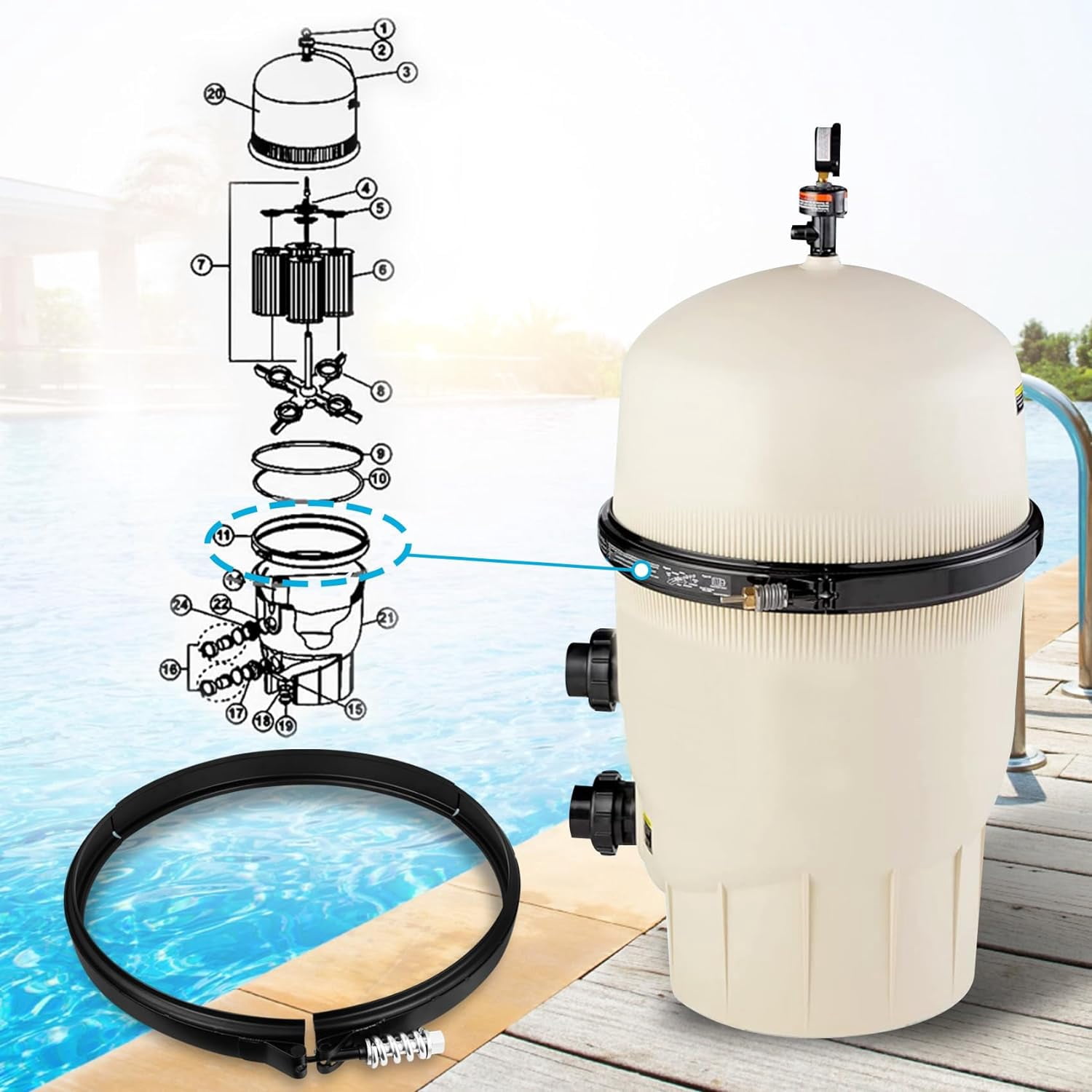 Luku 190003 Pool Filter Tension Control Clamp for Pentair FNS Series ...