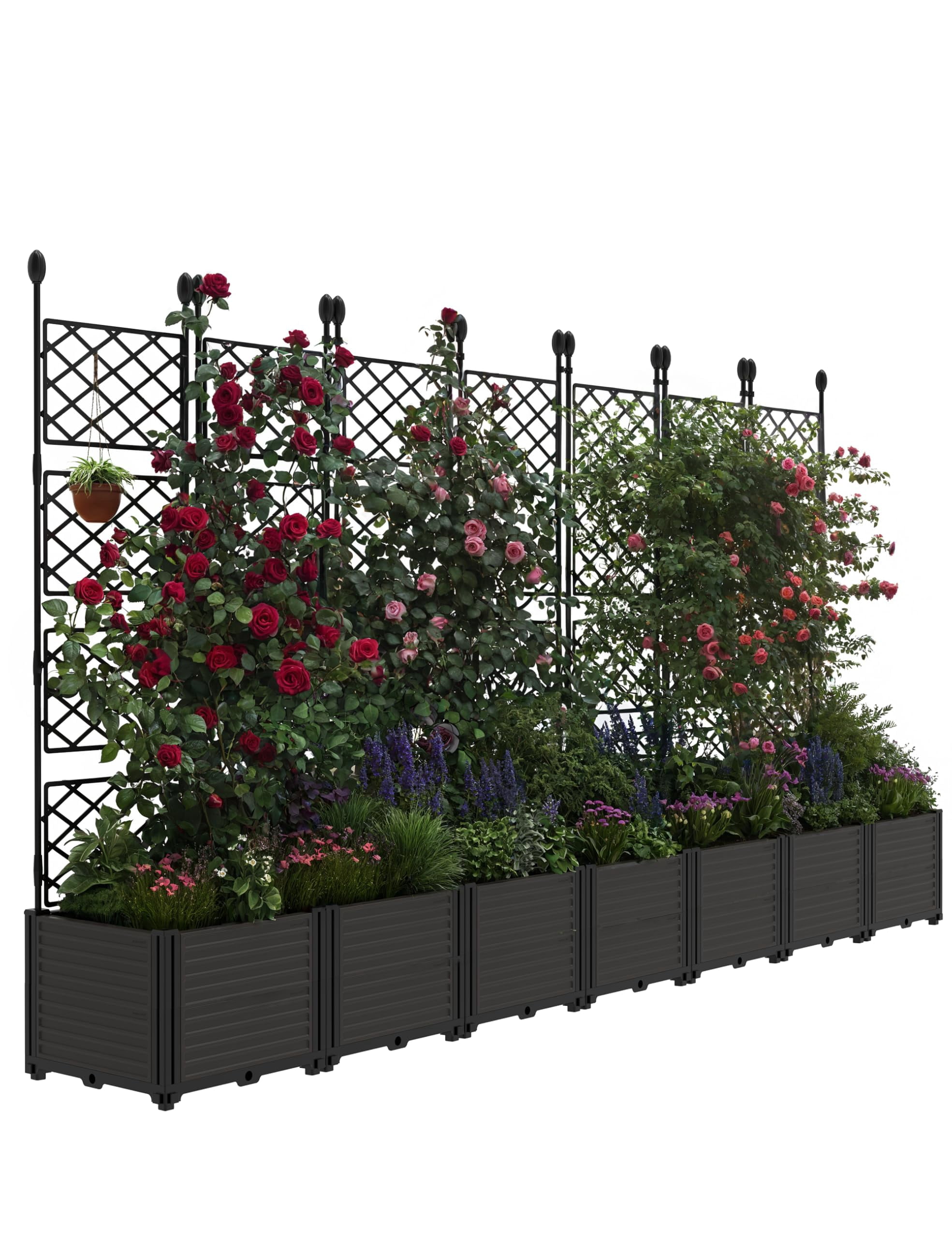 Accreate Plastic Plant Box with Metal Trellis, Raised Garden Bed with ...