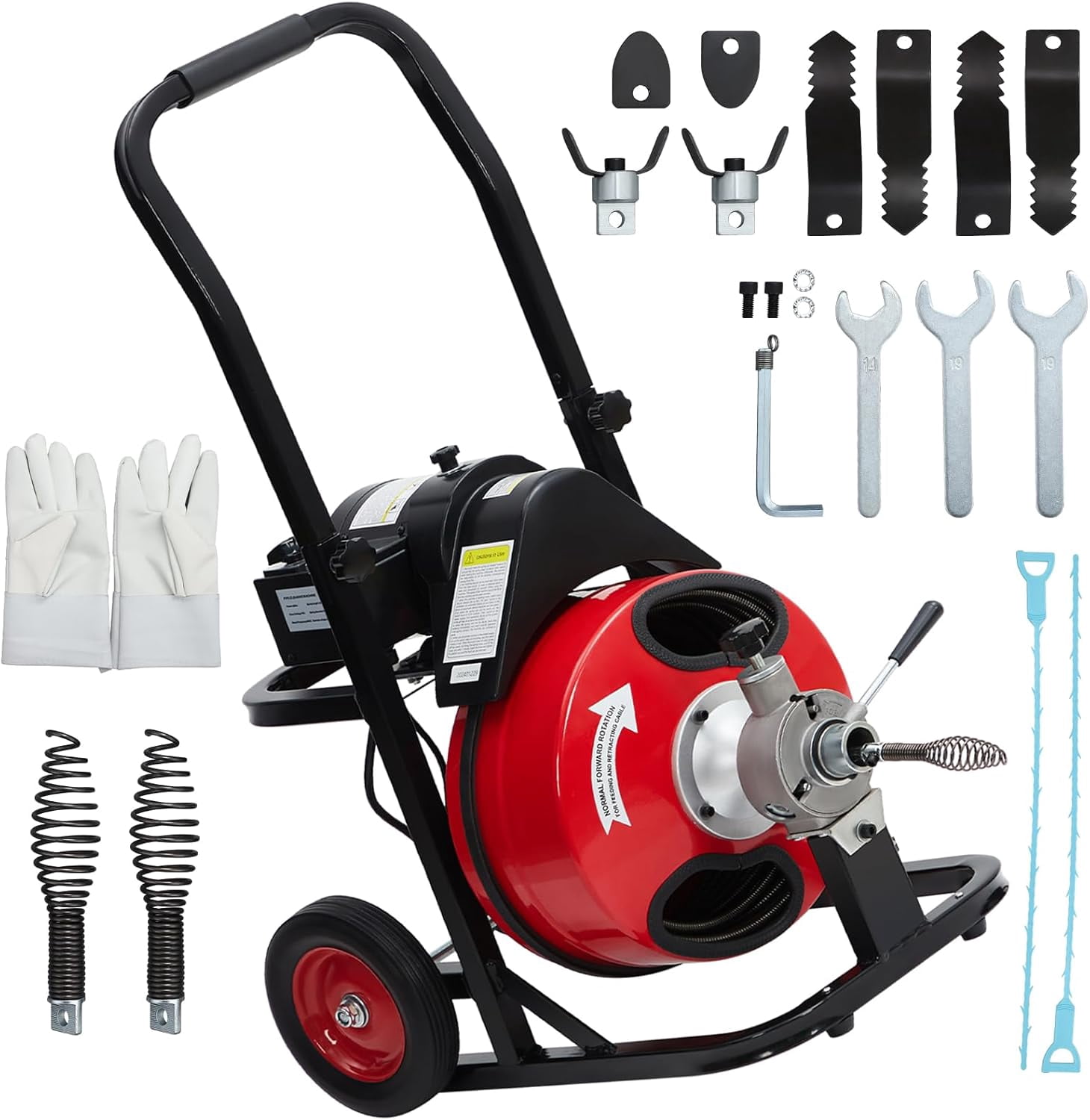 Accreate Professional Drain Cleaning Machine, 75ft x 1/2" Electric ...