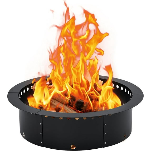 Accreate Round Smokeless Fire Pit Ring - Durable 36-Inch Fire Ring for ...