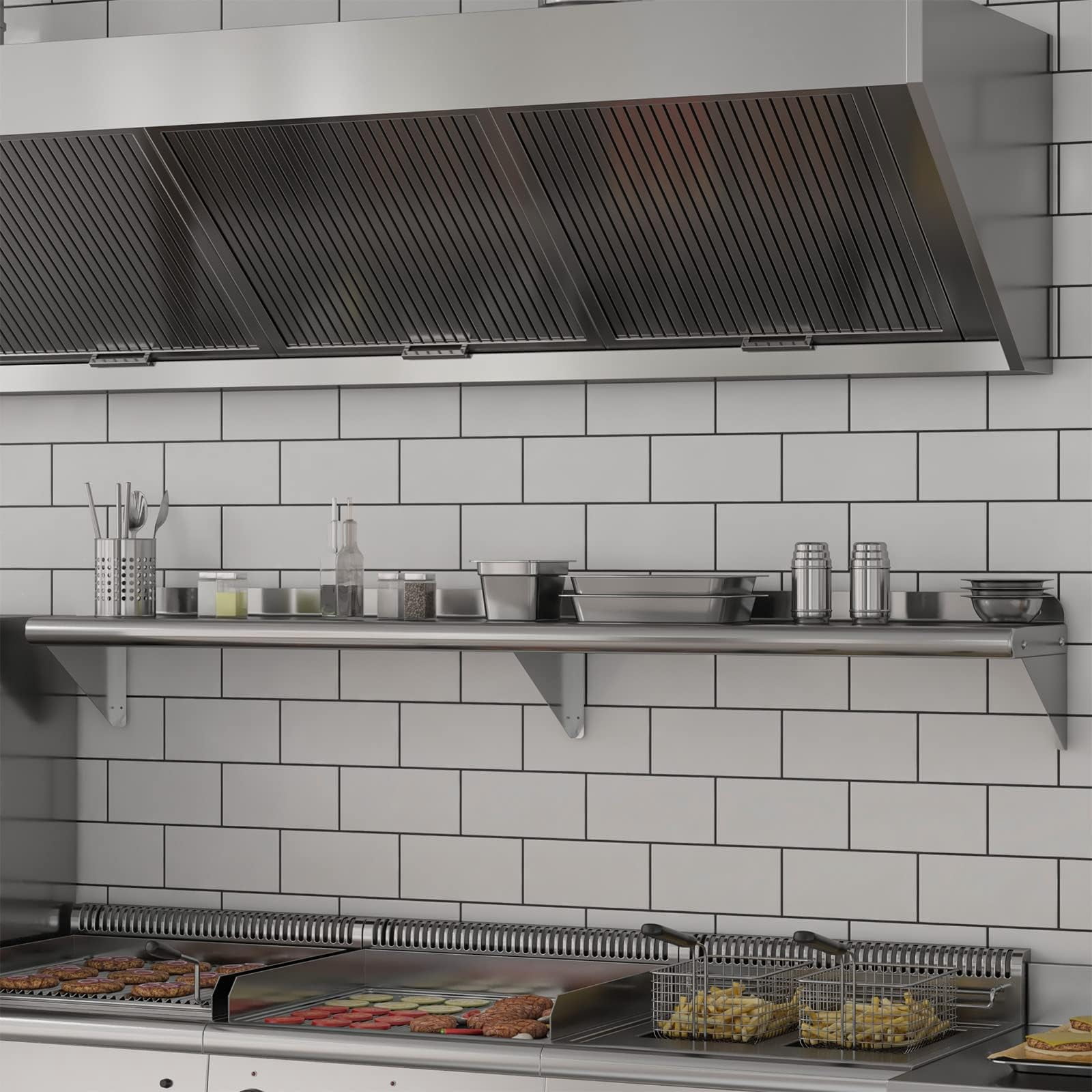 Accreate Stainless Steel Shelf, NSF Commercial Shelf Wall Mounted, Wall ...