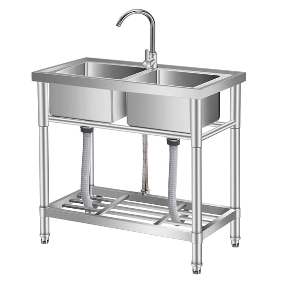 Accreate Stainless Steel Utility Sink with Workbench, Rack, Faucet ...