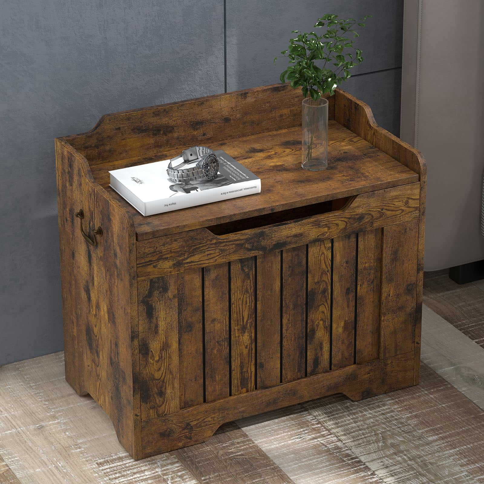 Accreate Storage Chest, Storage Bench with Safety Hinge, Wooden Storage ...