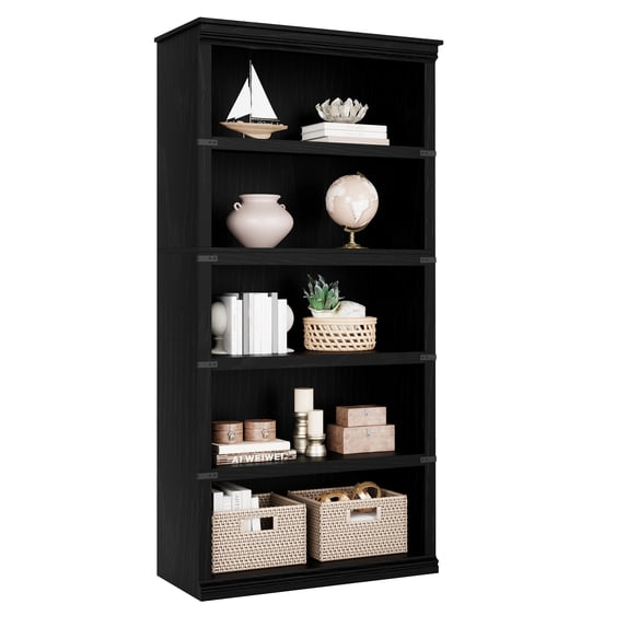 Accreate Tall Farmhouse Bookshelf, Bookcase with Open Storage Shelves ...
