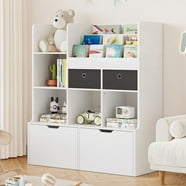Homfa Kids Bookcase with 6 Storage Bins, Multi-Purpose Toy Organizers ...