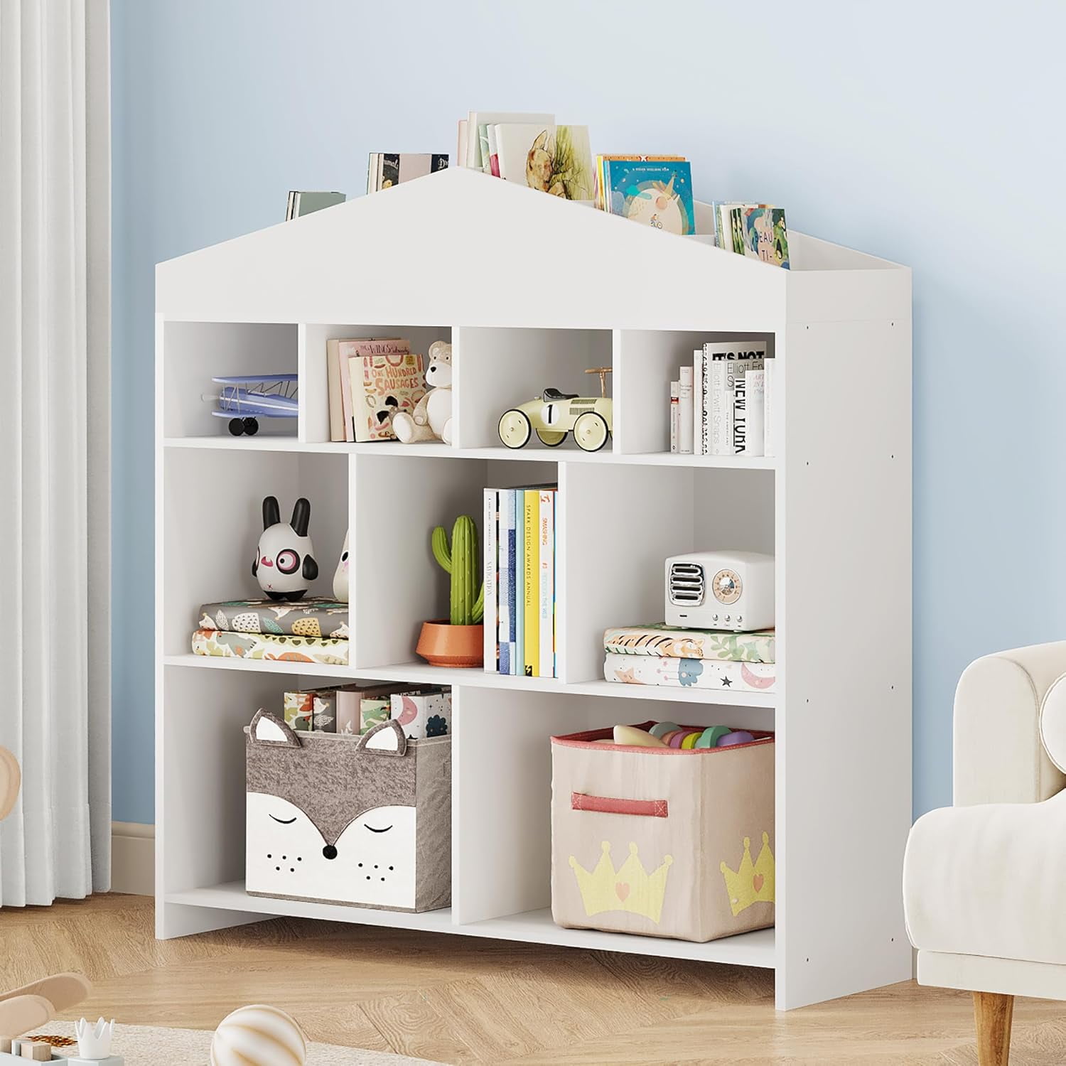 Accreate Toy Storage Organizer 9-Cubby Kids Bookshelf 40.7in Width ...