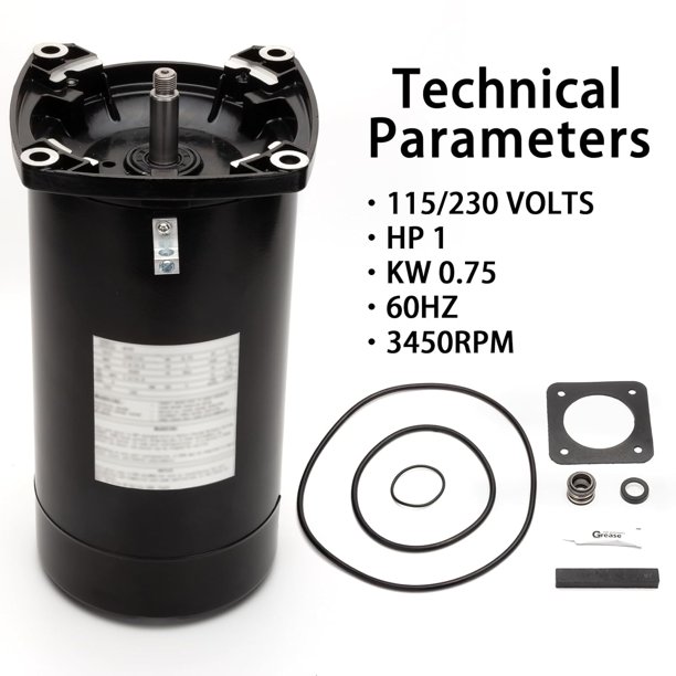 Accreate USQ1102 Swimming Pool Pump Motor and Seal Replacement Kit, 1HP ...
