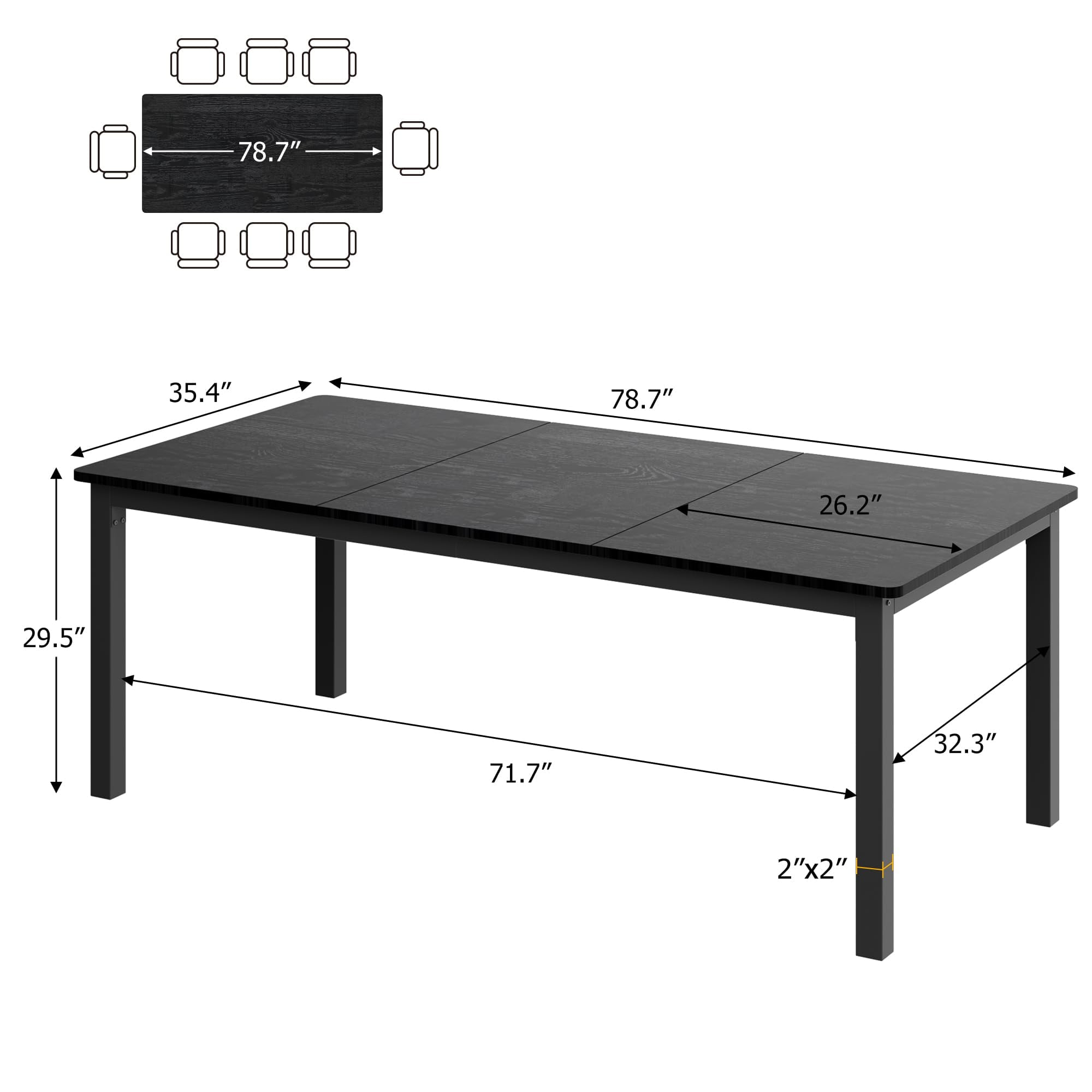 Accreate Versatile Industrial Dining Table, Large Rectangle Table with ...