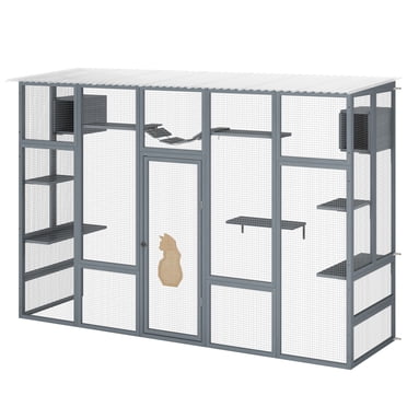 COZIWOW 108" Outdoor Large Cat Enclosure Wooden Cat Catio Outside Cat ...