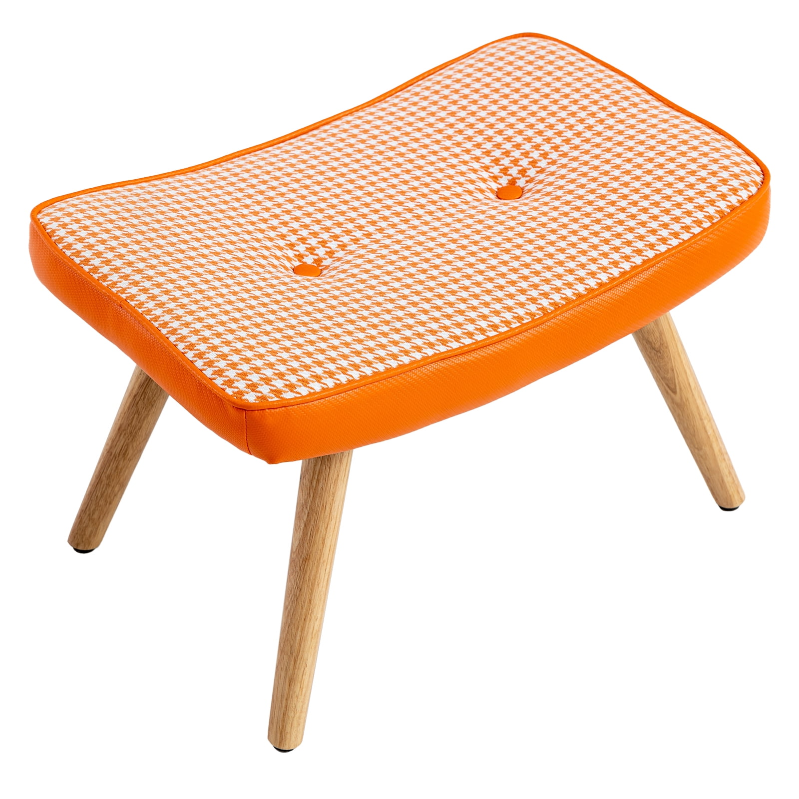 Accreate Wooden Step Ottoman Square Cushion Foot Stool with Anri-Slip ...