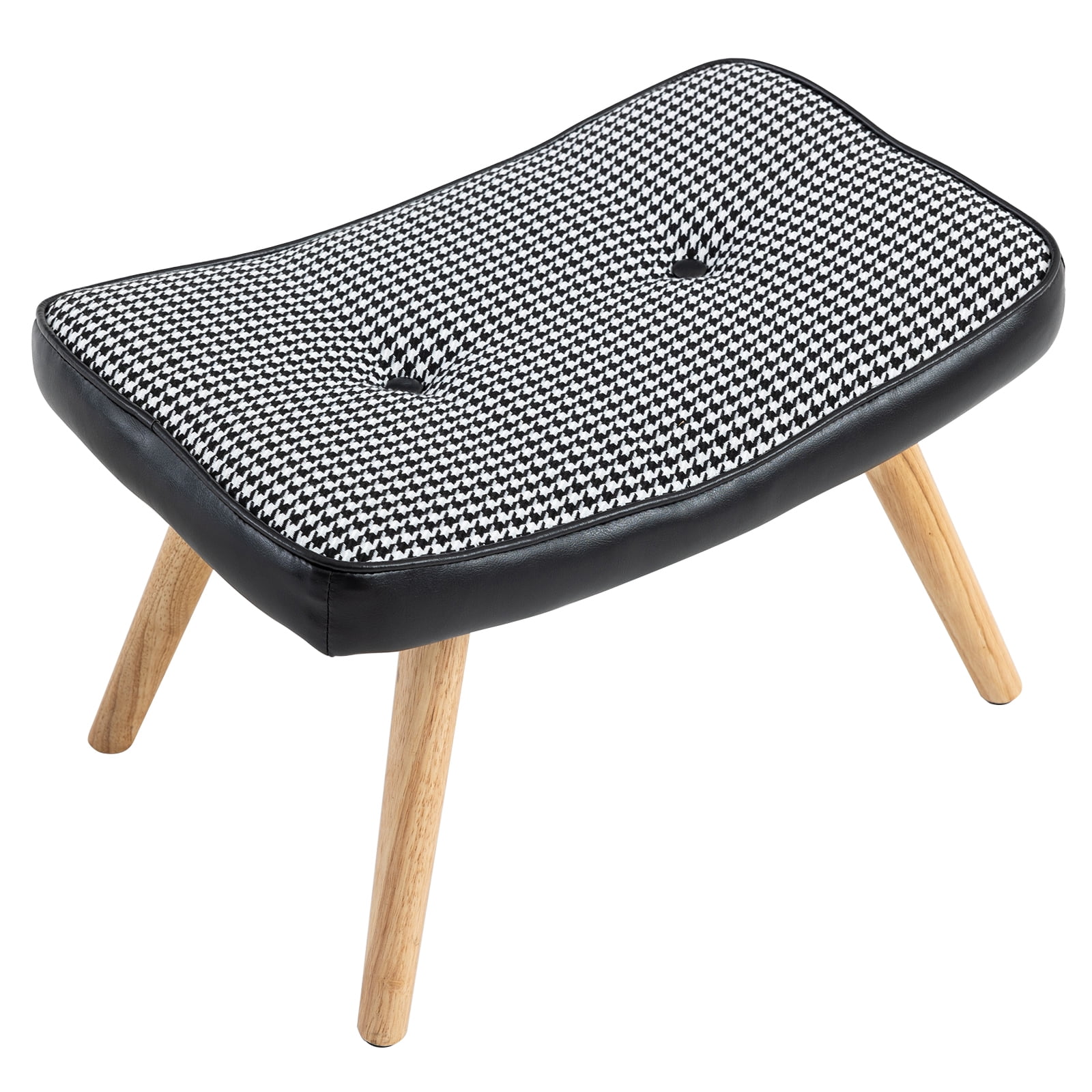 Accreate Wooden Step Ottoman Square Cushion Foot Stool with Anri-Slip ...