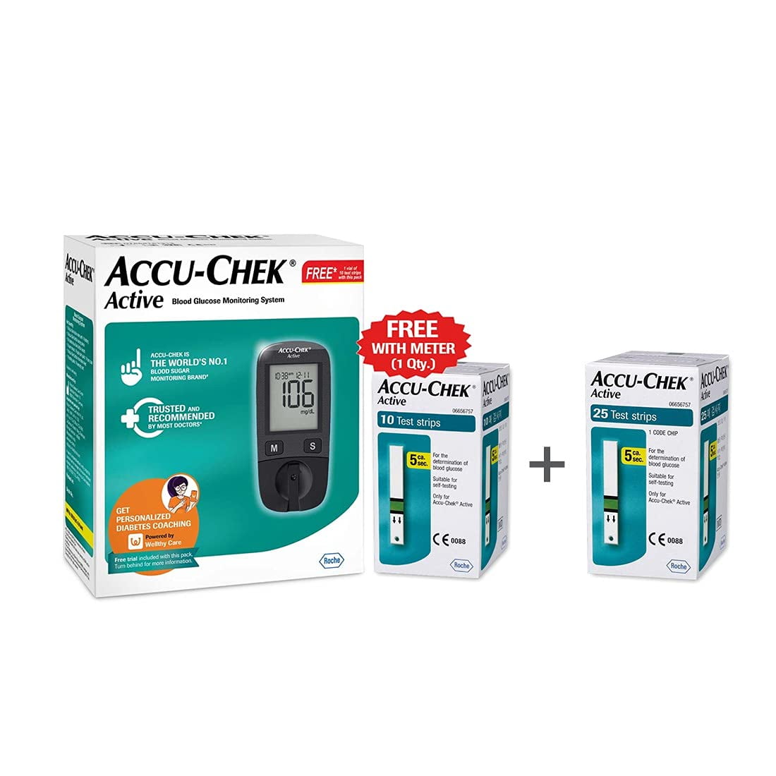Accu-Chek Active Meter with 10 Strips + Accu-Chek Active 25 Strips ...