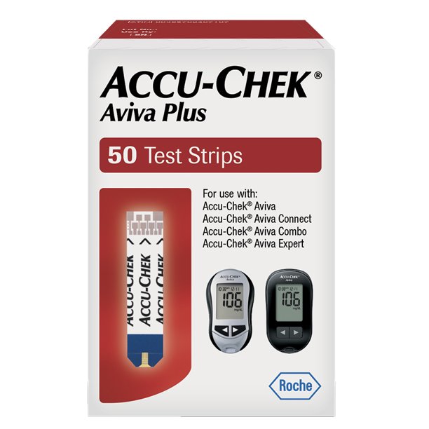 Accu-Chek Aviva Plus Blood Glucose Test Strips - 50 Test Strips per Box ...