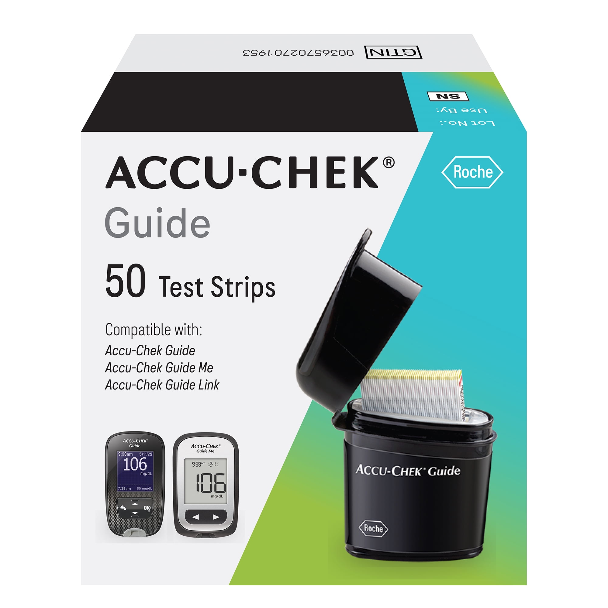 Accu-Chek Guide Glucose Strips for Diabetic Blood Sugar Testing (Pack ...