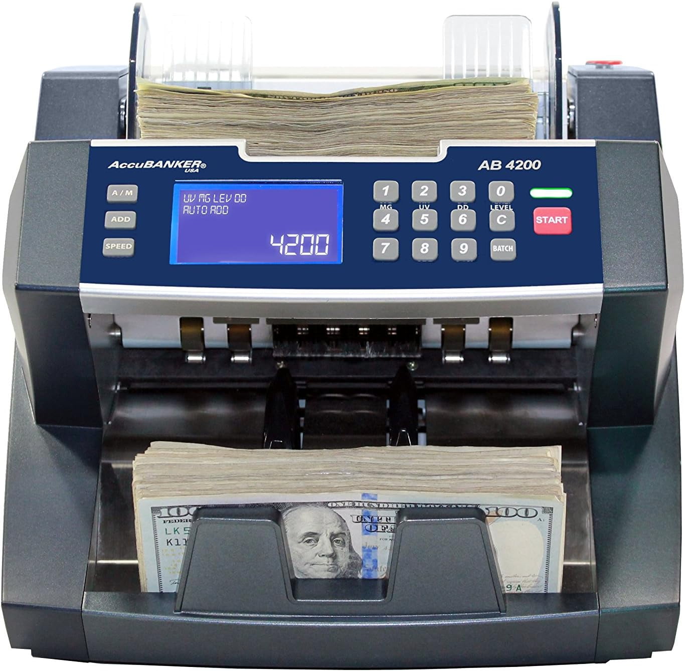 AccuBANKER AB4200MGUV Bank Grade Money Counter Machine 300 Bills Hopper ...