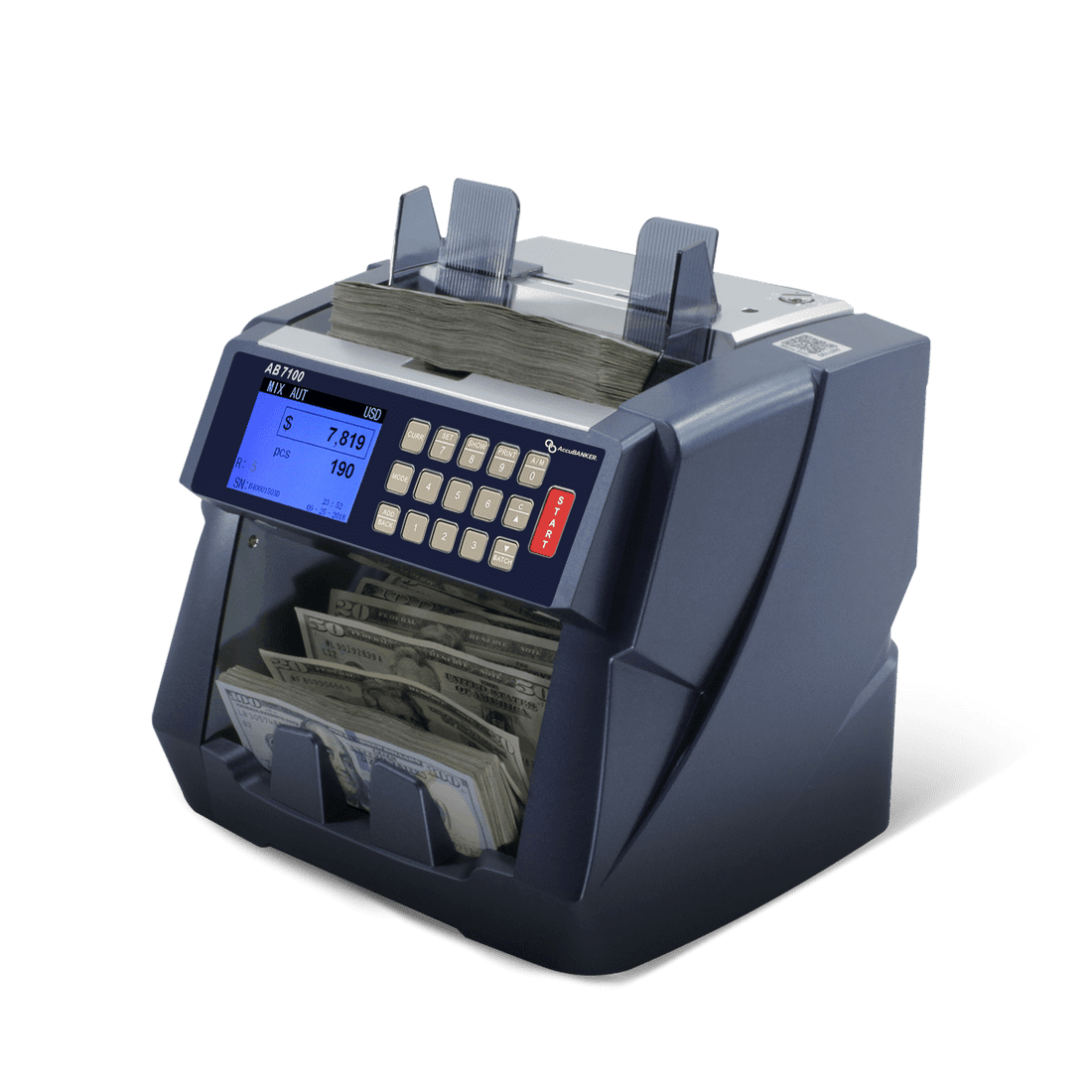 AccuBANKER AB7100 Bank Grade Bill Counter, 1200 Bills/min, 500 Capacity ...