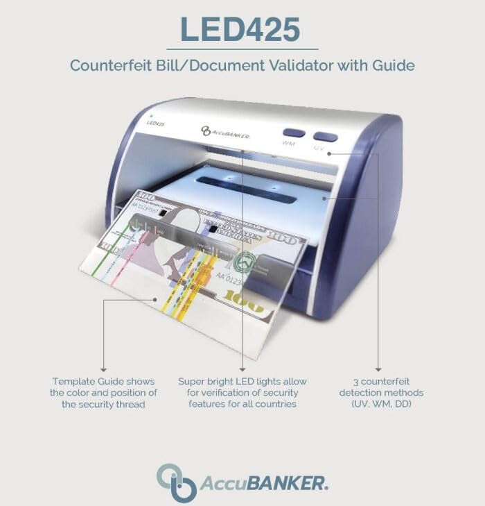 AccuBANKER LED425 Money and Card Counterfeit Detector with 3-Point ...